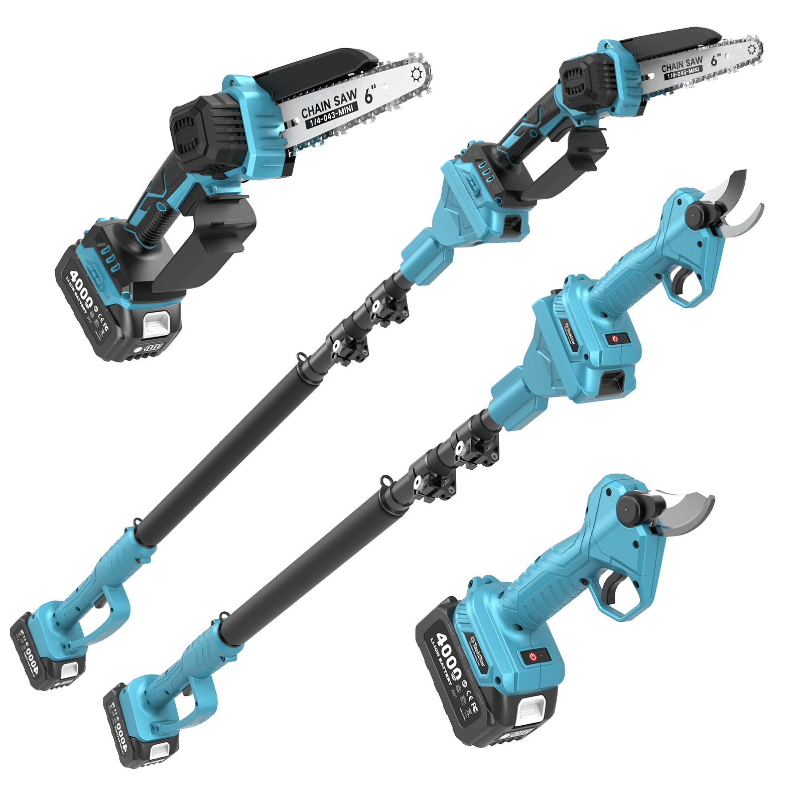 Taskstar 4-in-1 Pole Saw & Pruning Shears Combo Kit, Electric 6 Inch ...