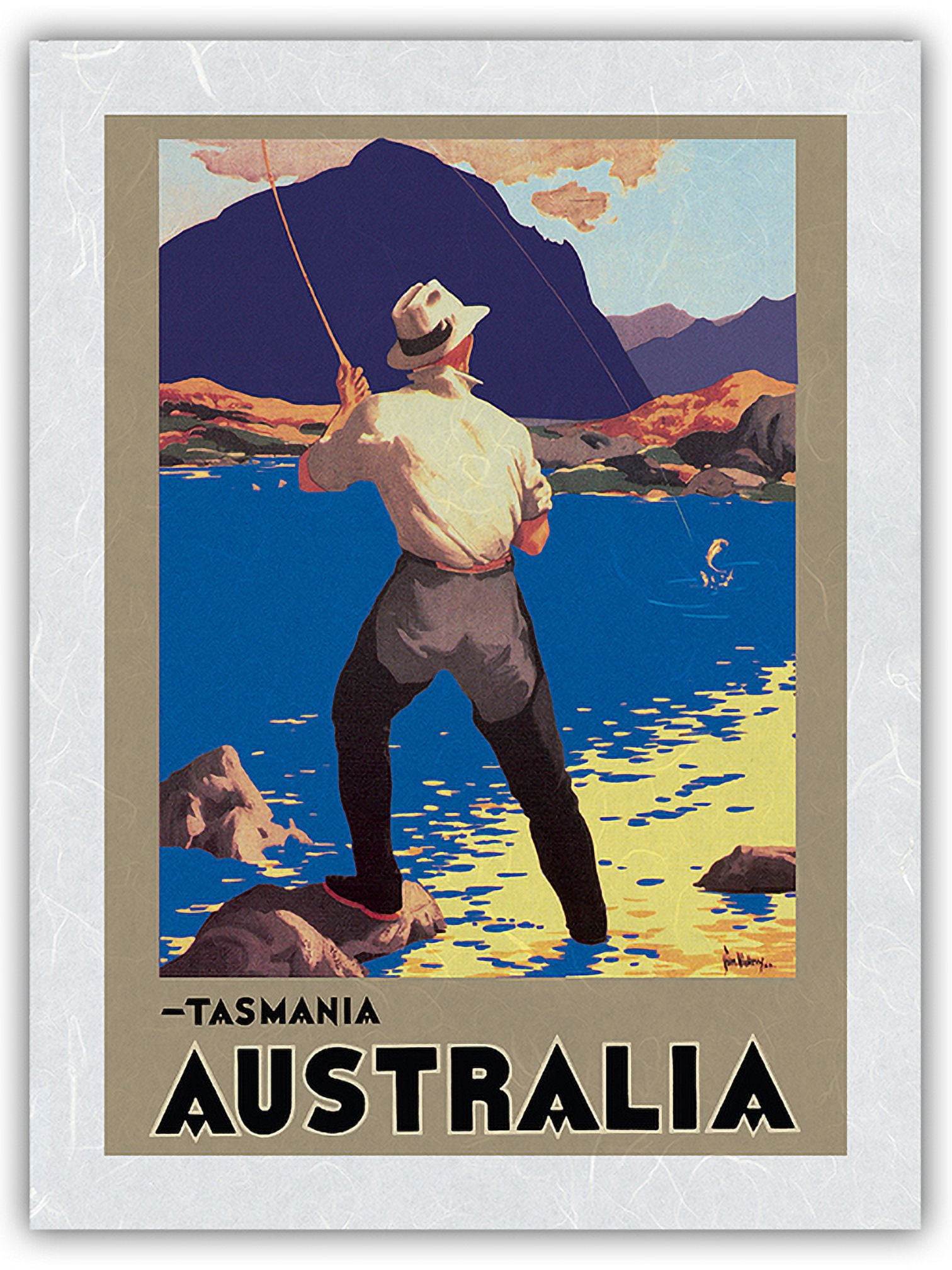 Tasmania Australia - Fly Fishing - Vintage Travel Poster by John ...