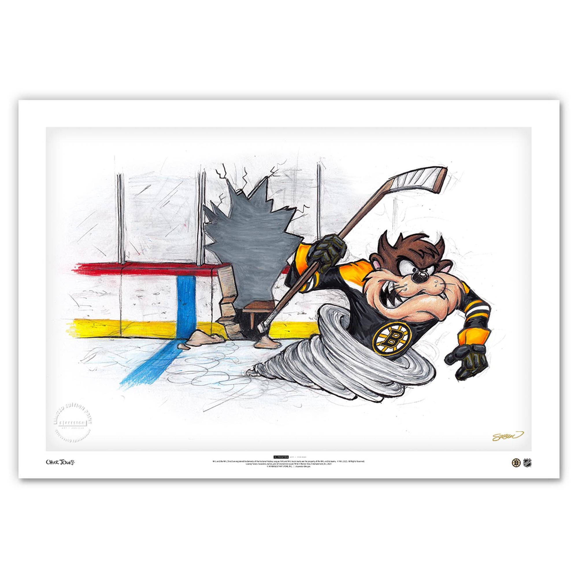 Tasmanian Devil Boston Bruins 14" x 20" Looney Tunes Fine Art Print ...