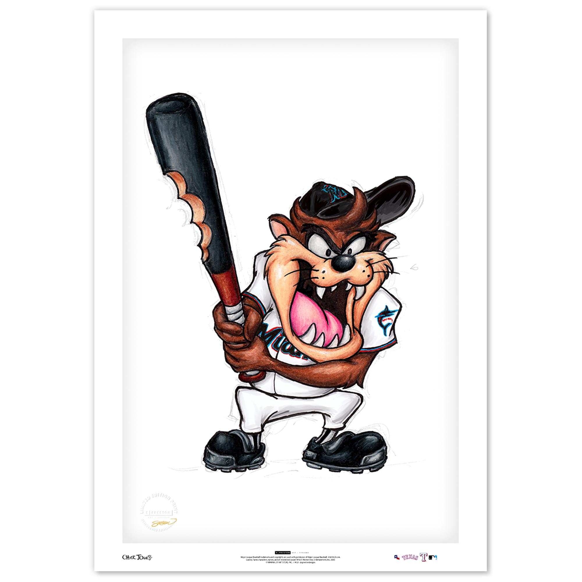 Tasmanian Devil Miami Marlins 24" x 36" Looney Tunes Fine Art Print - Limited Edition - Walmart.com