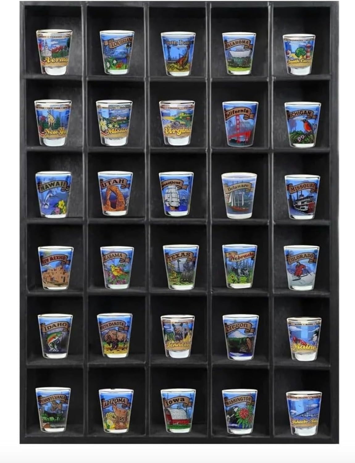 Tasse Verre 30 Shot Glass Display Case (1-Pack) - Large Wooden ...