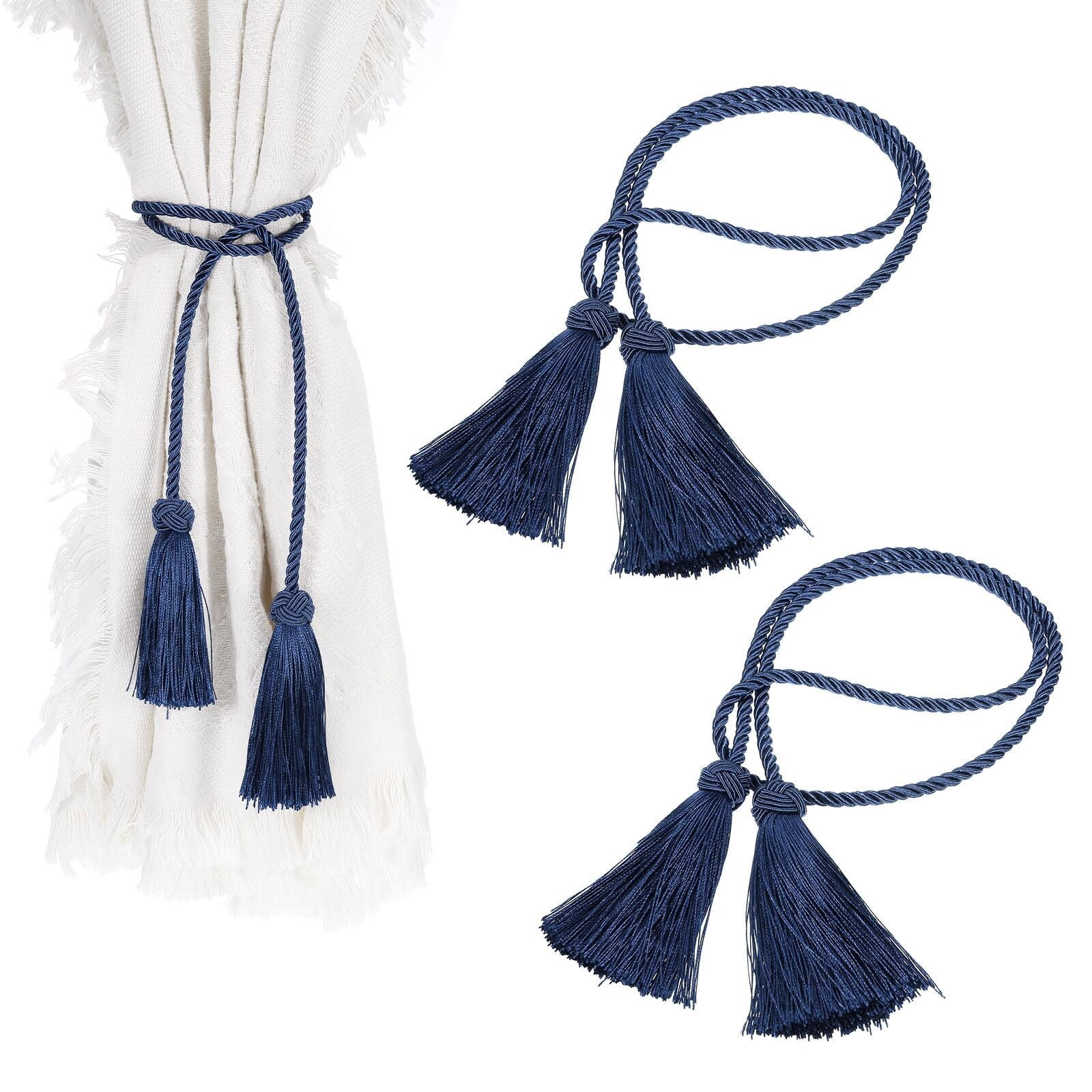 Tassel Curtain Tiebacks, Curtain Holdbacks with Tassel Handmade Braided ...