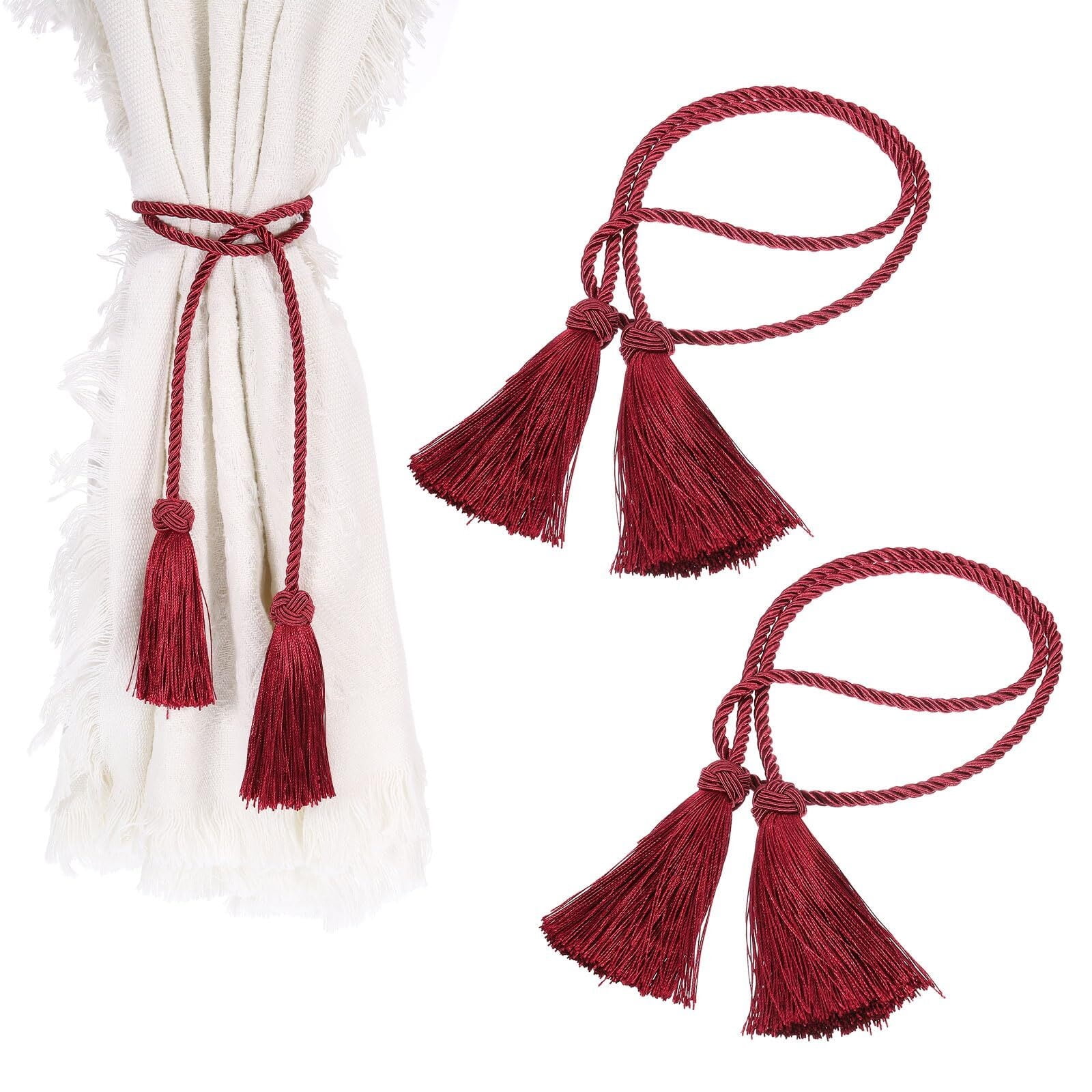 Tassel Curtain Tiebacks, Curtain Holdbacks with Tassel Handmade Braided ...