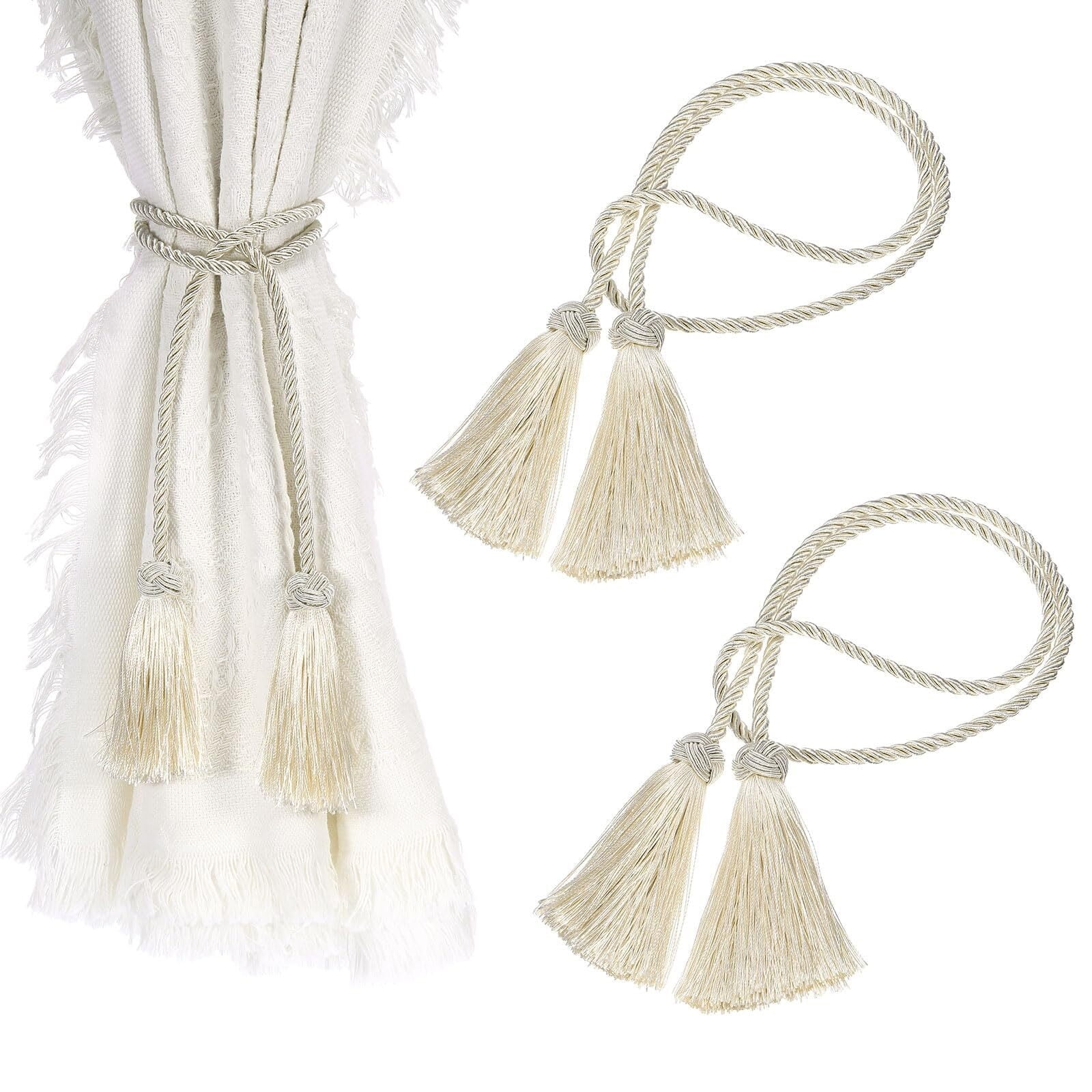 Tassel Curtain Tiebacks, Curtain Holdbacks with Tassel Handmade Braided ...