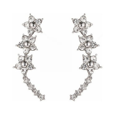 Precious Stars Silvertone Butterfly and Pearl Stud Earrings - Walmart.com