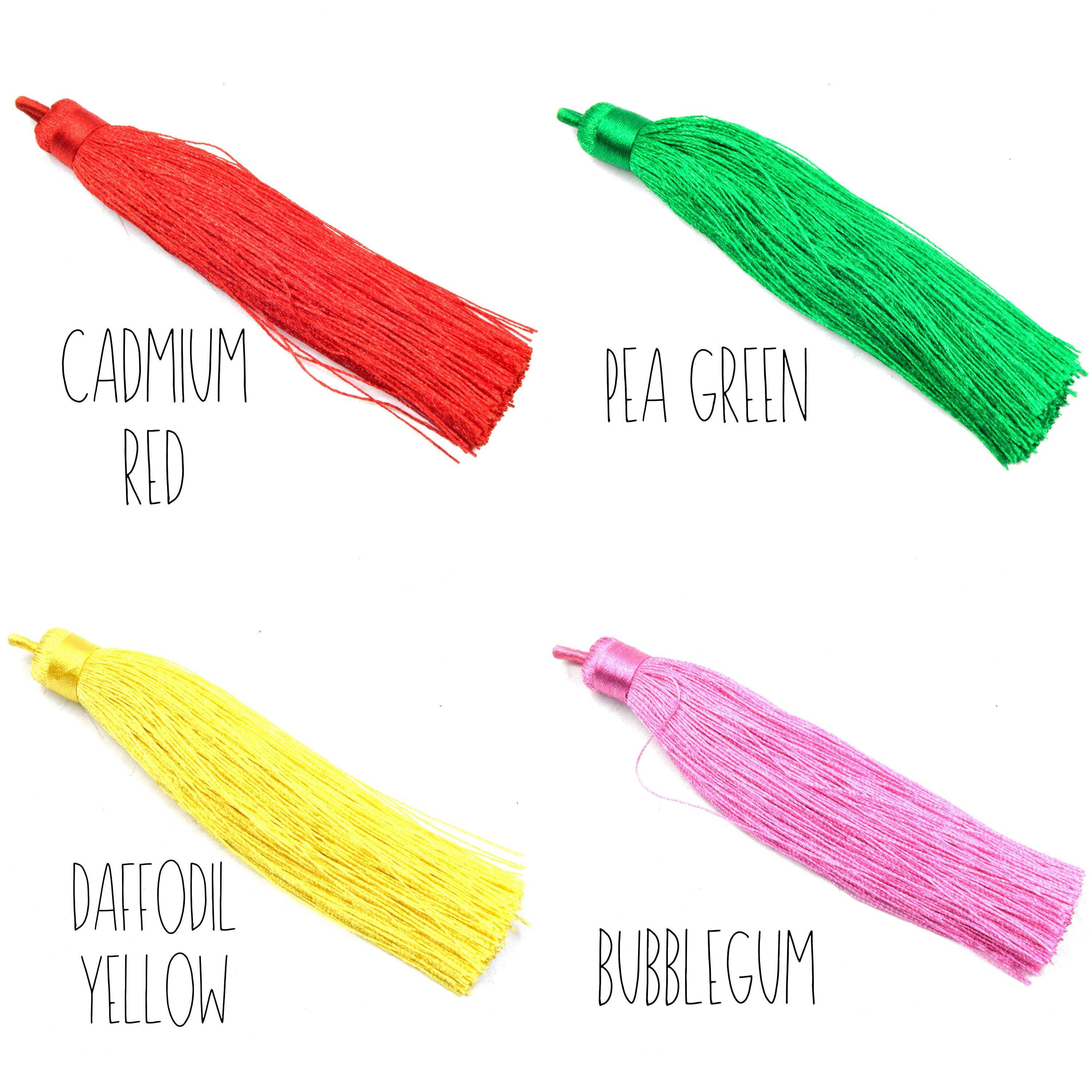 Tassel Pendants | 4 inch Silky Wrap Cap Threaded Tassels | Mala Tassel ...