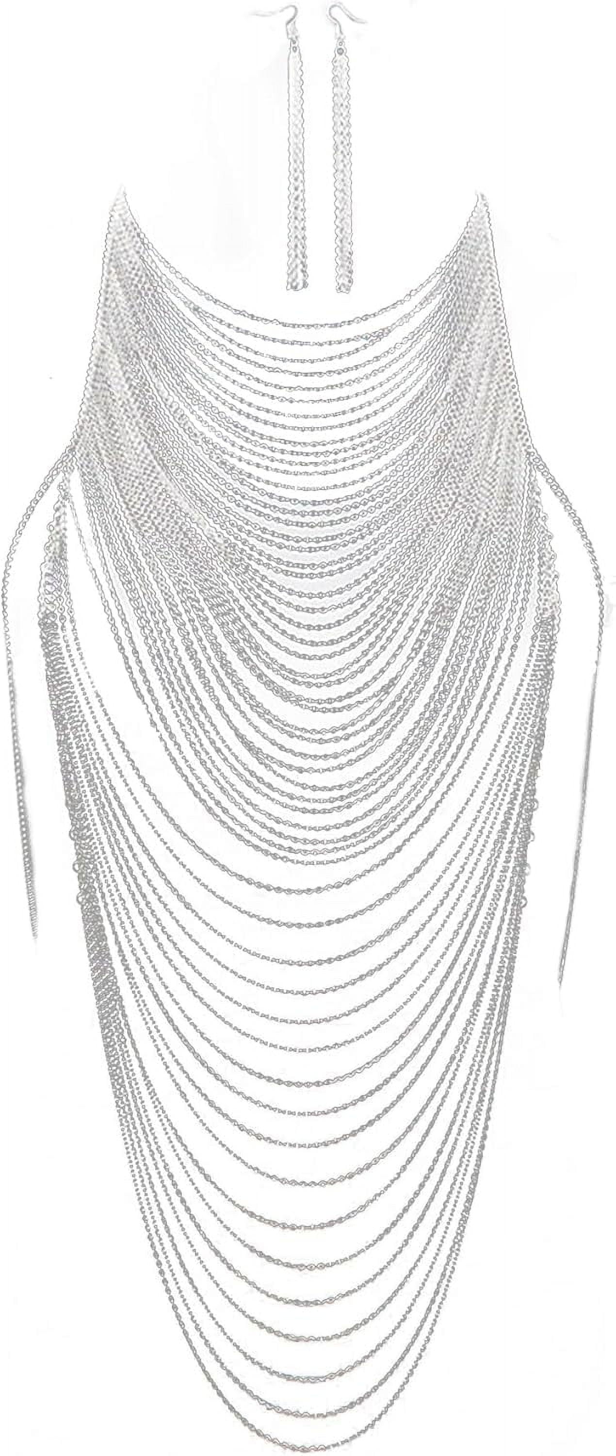 Tassel Rhinestone Chain Body Bra:body Jewelry for Women Sexy, Silver ...