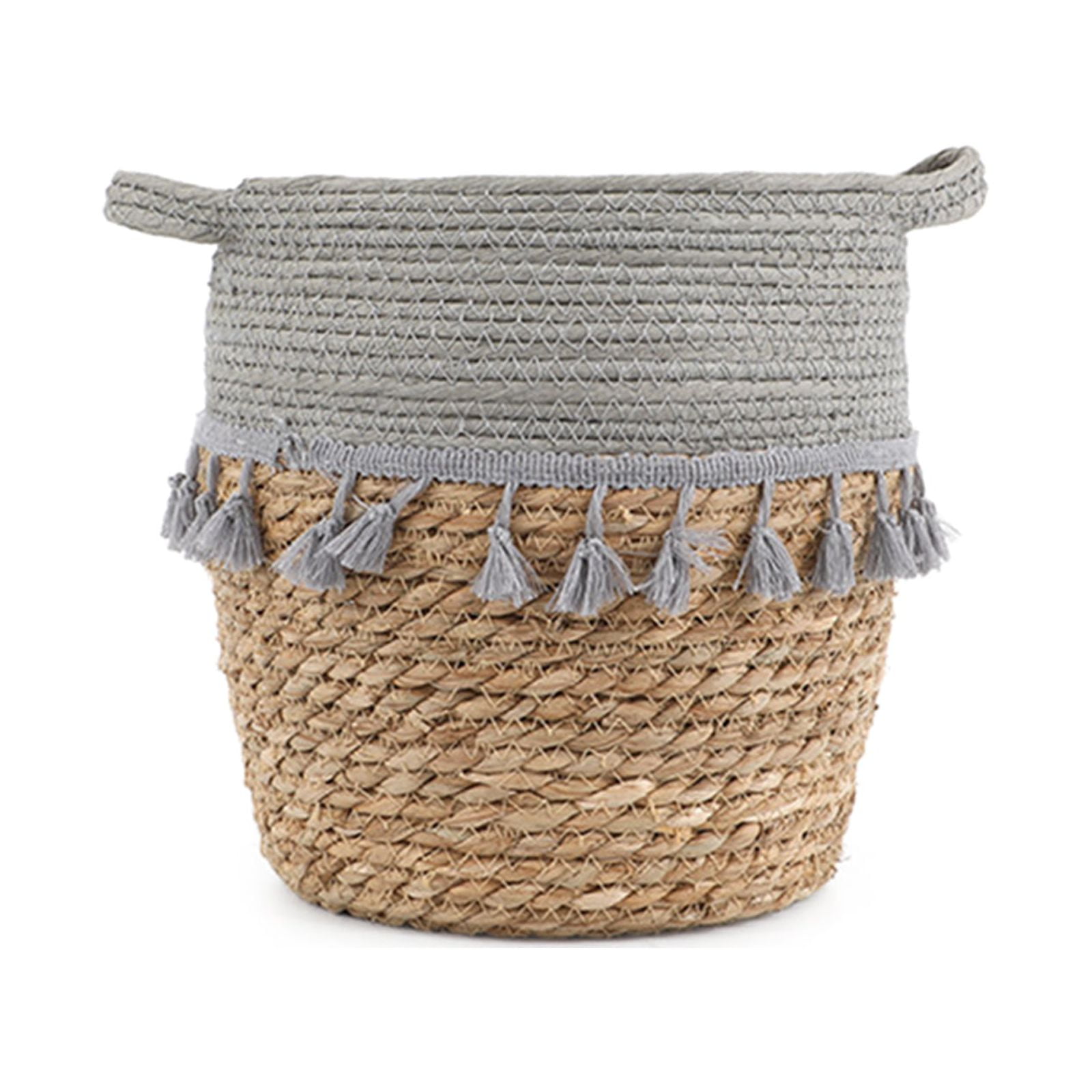 Tassel Storage Basket Laundry Basket Clothes Hamper Woven Basket Planter Rattan Plant Pot ...