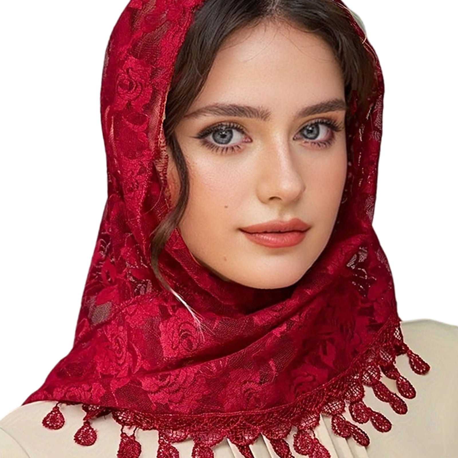 Tassels Lace Flower Veils Latin Shawl Head Scarf Head Covering Bridal ...