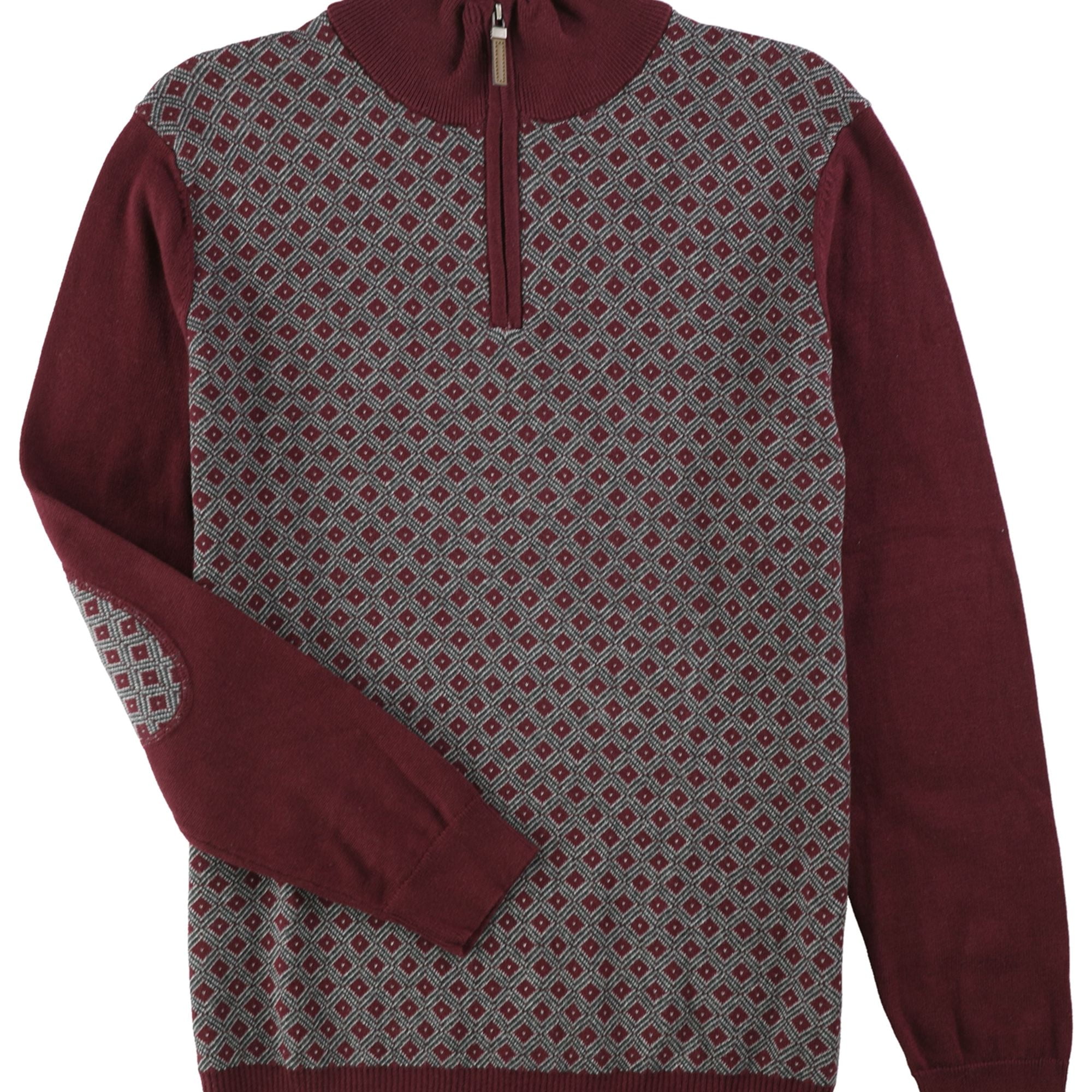 Tasso Elba Mens Patterned Quarter Zip Knit Sweater, Red, X-Large ...