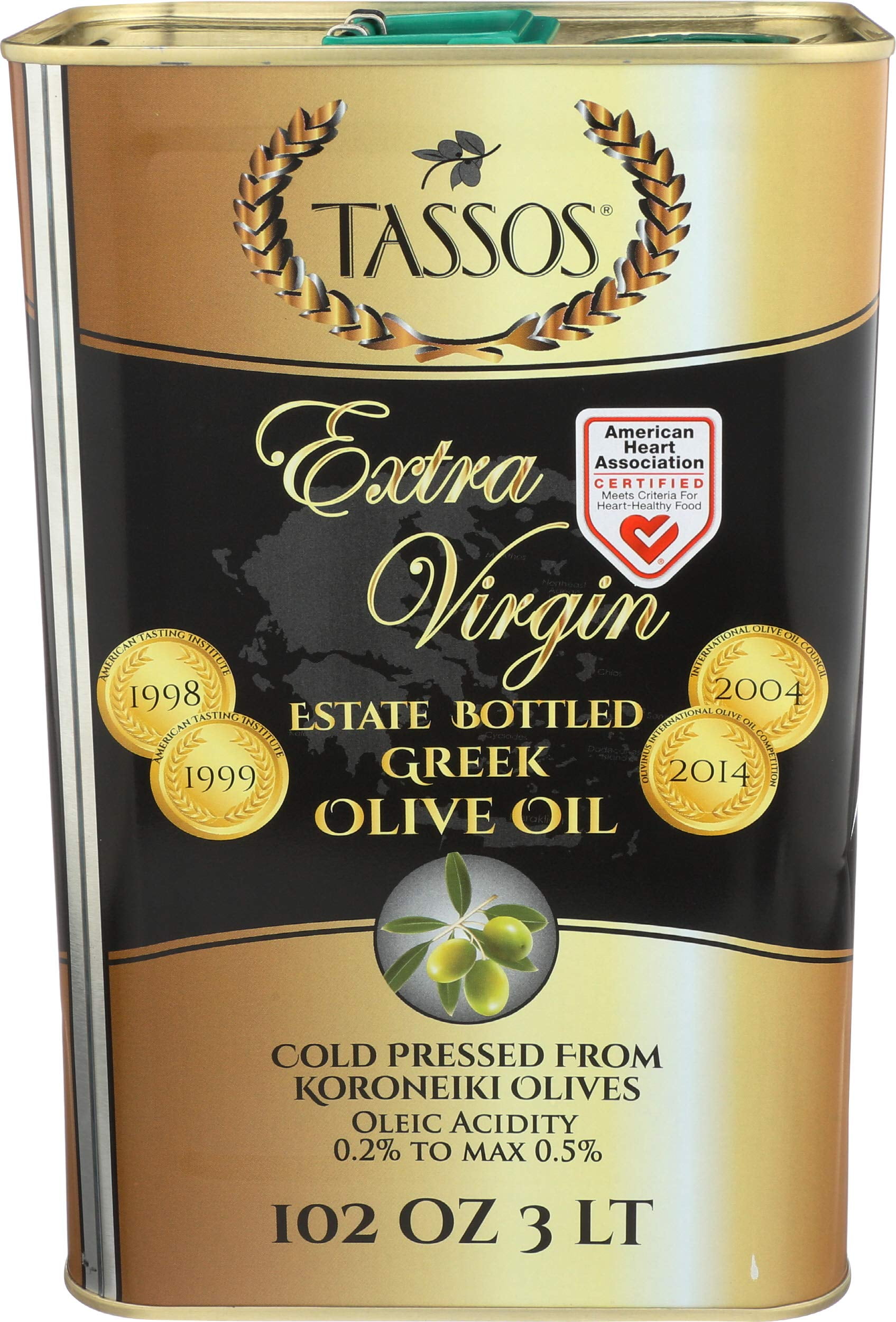 Tassos Extra Virgin Olive Oil In Tin, 102-Ounce - Walmart.com