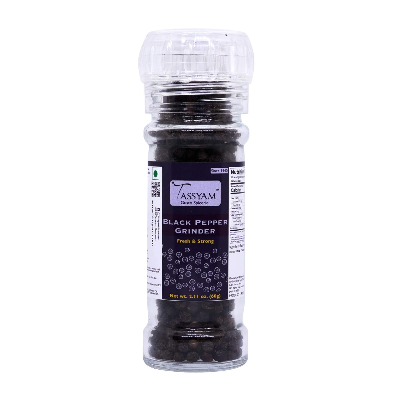 Tassyam 14 Mesh Black Pepper 60g Grinder Bottle - Walmart.com