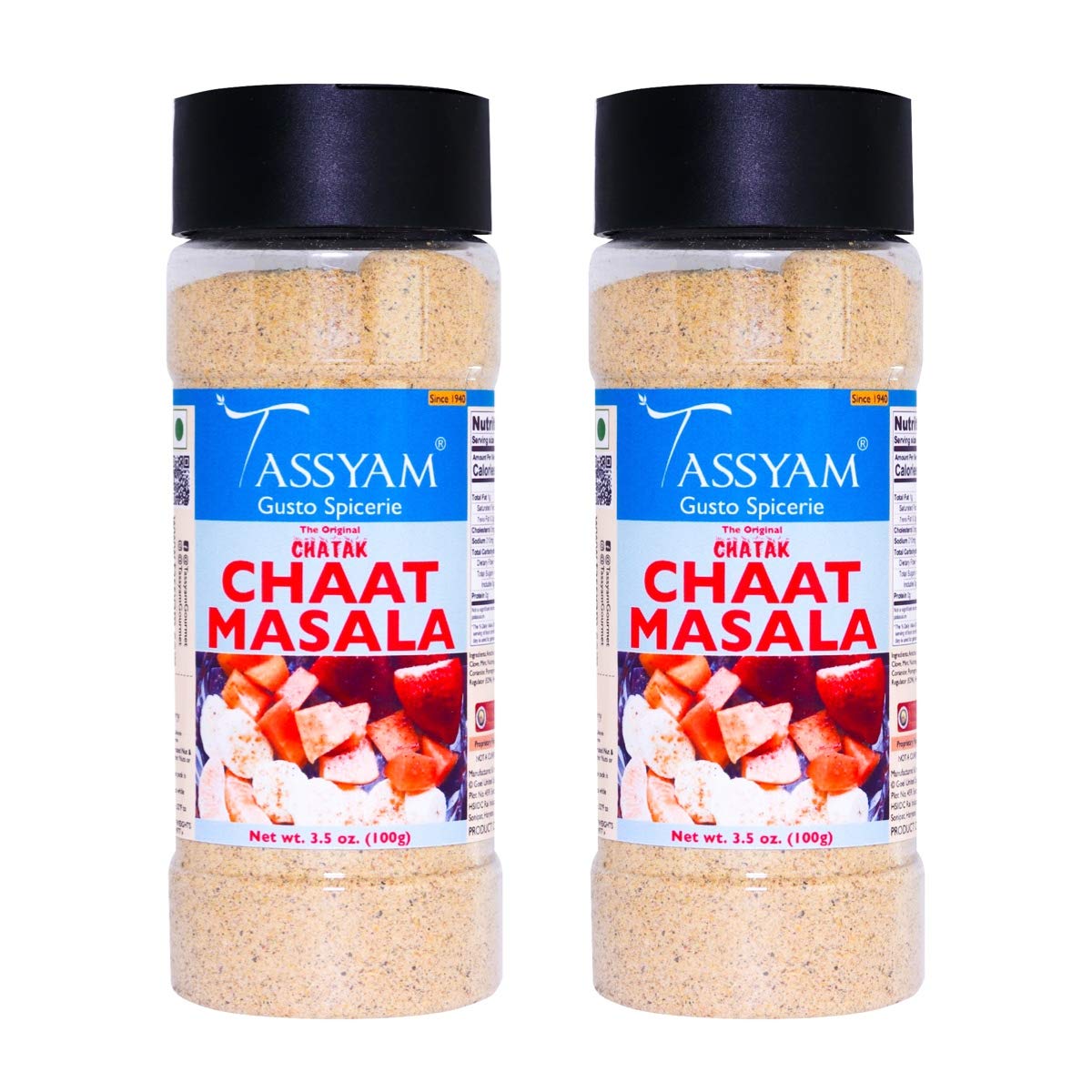 Tassyam Chatak Chaat Masala, 200g (100g x2) | Dispenser Bottle ...