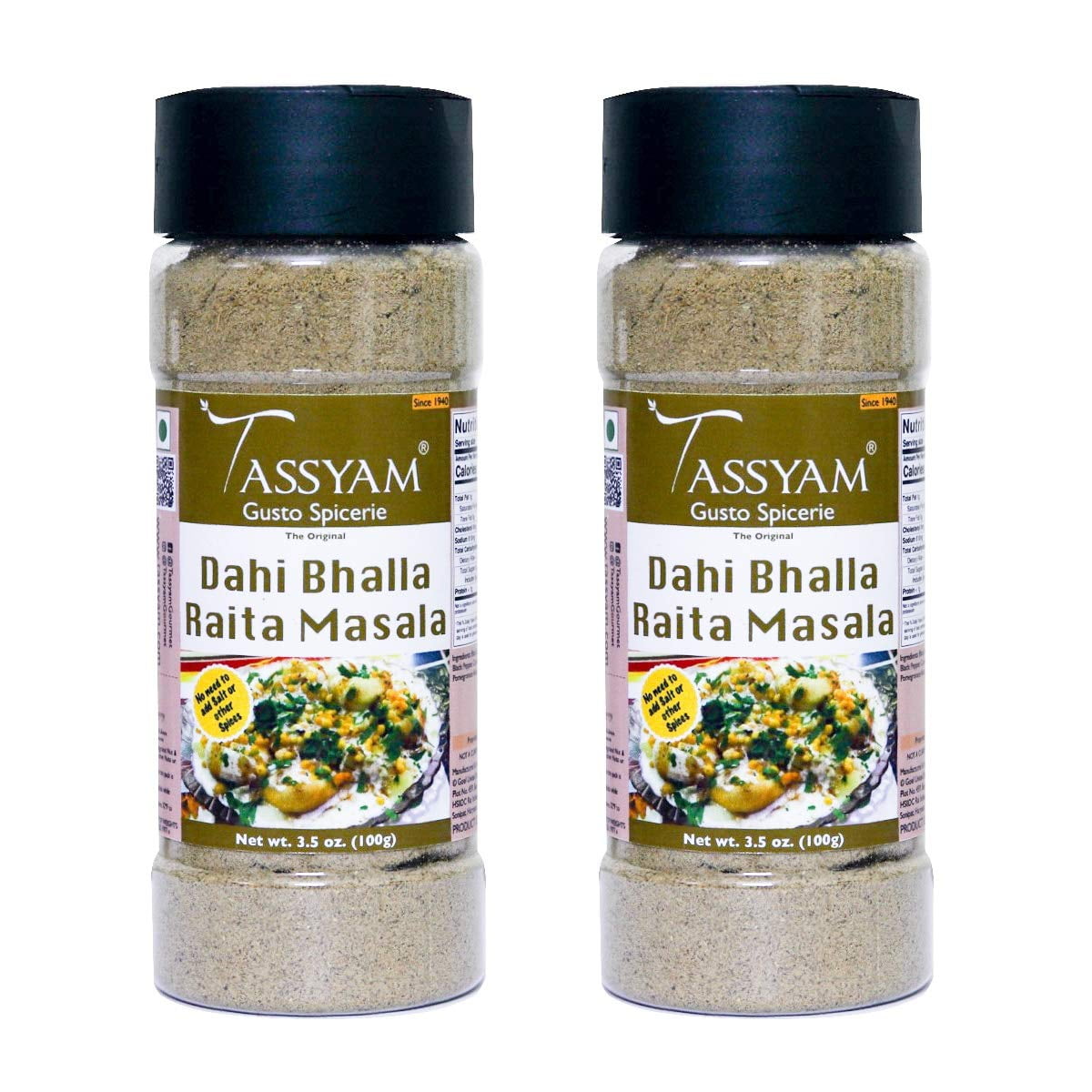 Tassyam Dahi Bhalla Raita Masala 200g (100g x2) | Dispenser Bottle, All ...