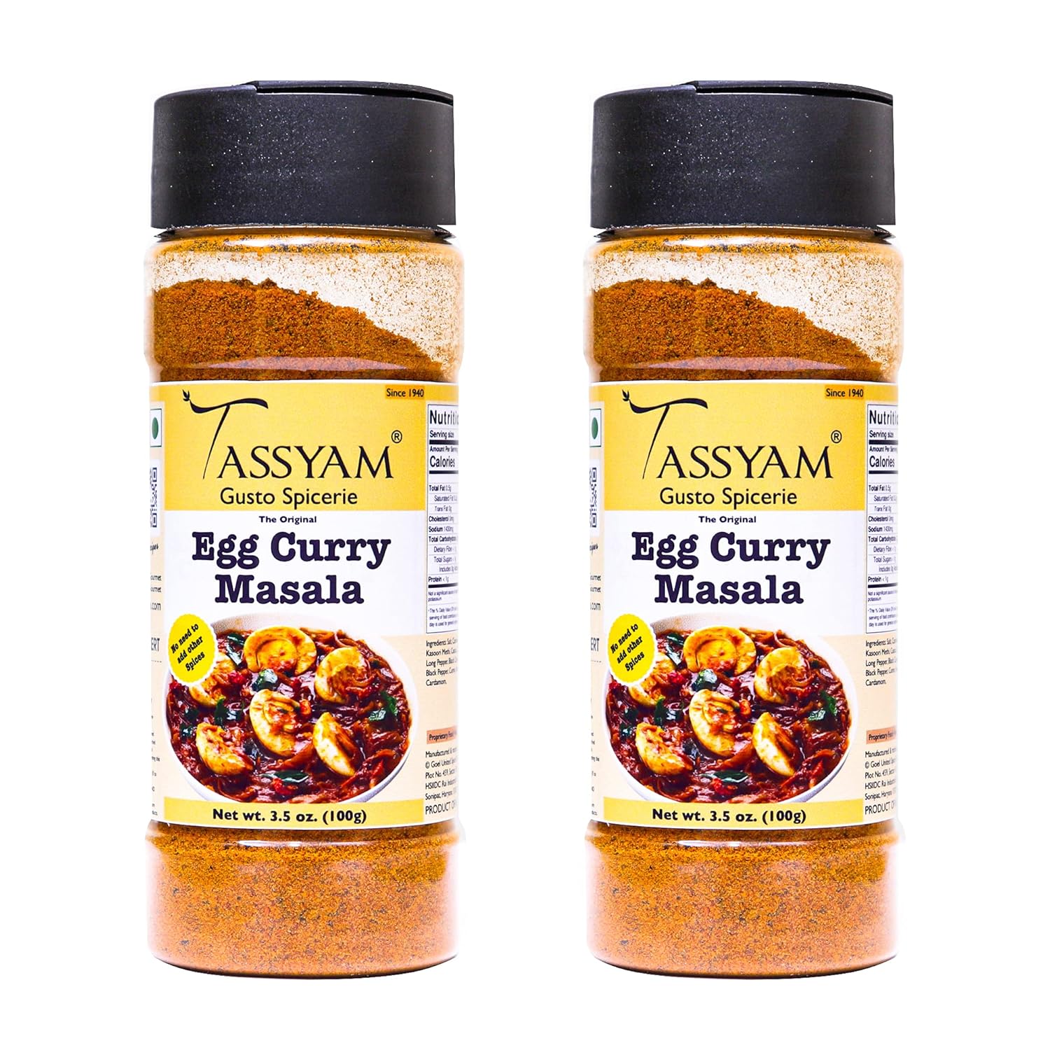 Tassyam Egg Curry Masala 200g (100g x2) | Dispenser Bottle, All Natural ...