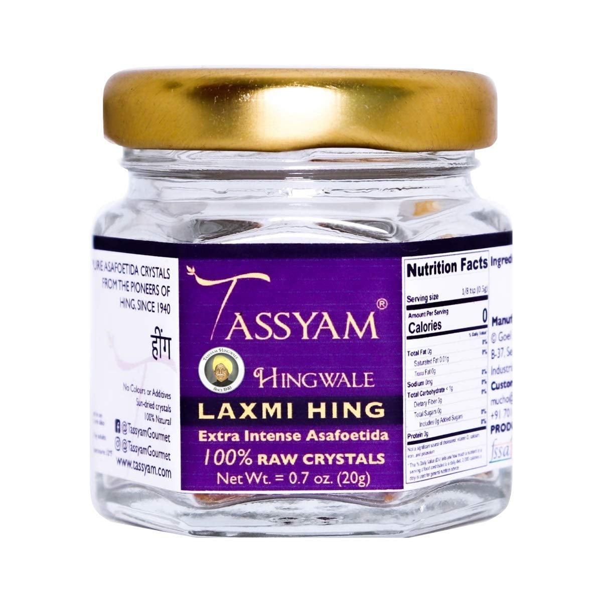 Tassyam Organics Hingwale Laxmi Raw Hing Crystals 20g Bottle | Gluten ...