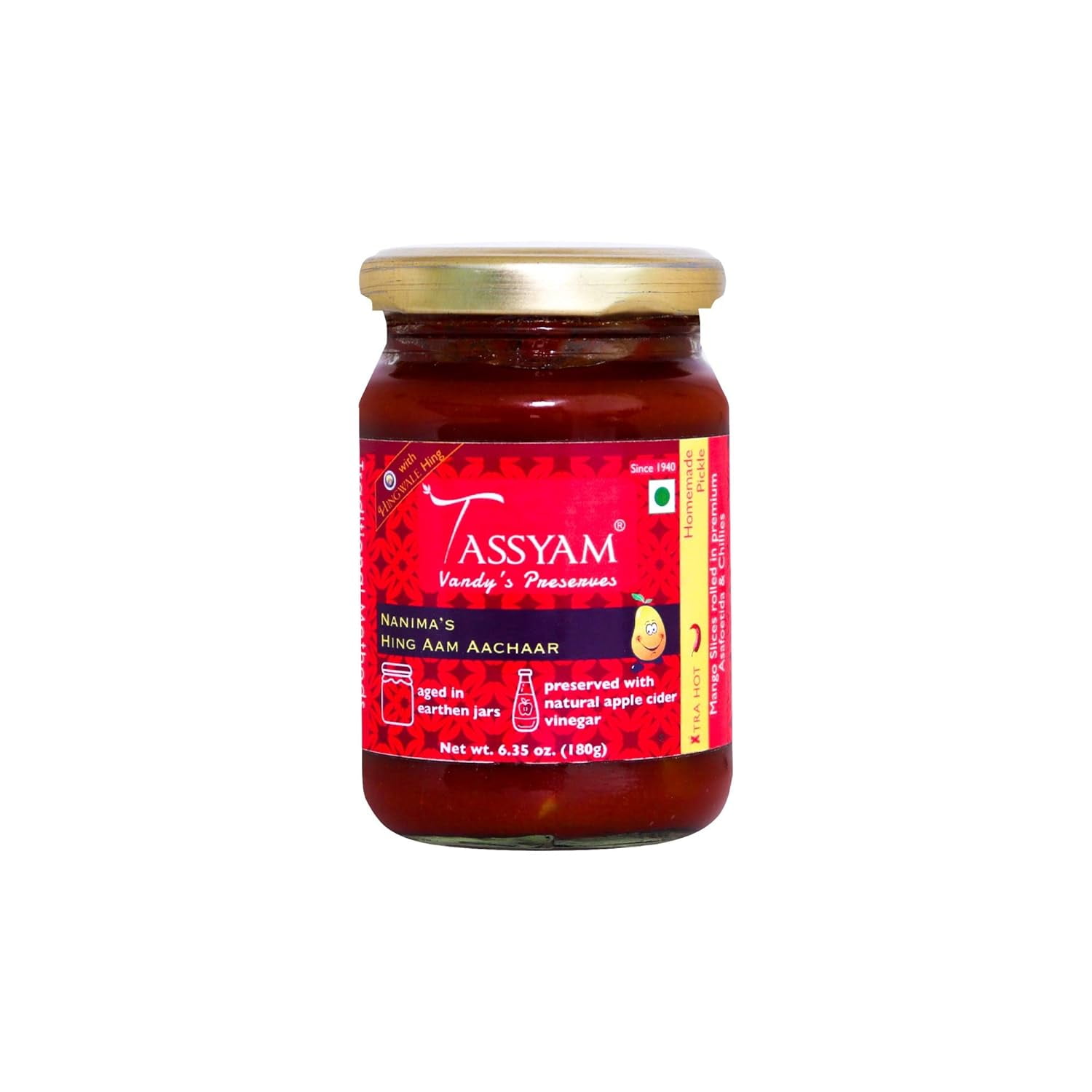 Tassyam VP Rich Hing Mango Pickle 180g Bottle | Earthen Jars, HIngwale ...