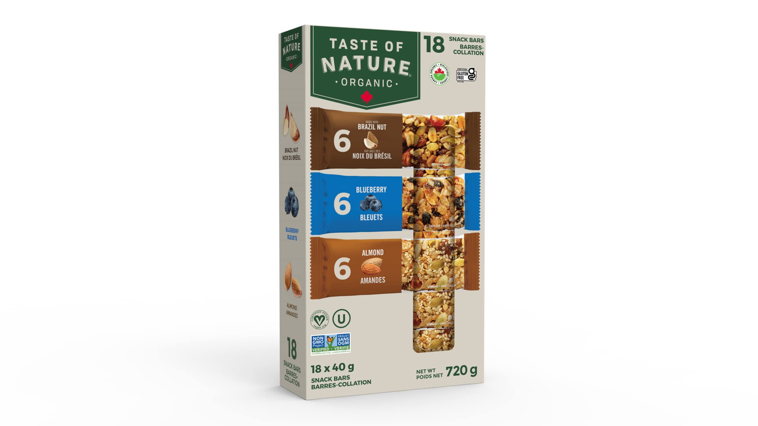 Taste of Nature Organic RRF12 Snack Bars - Variety Pack - Healthy ...