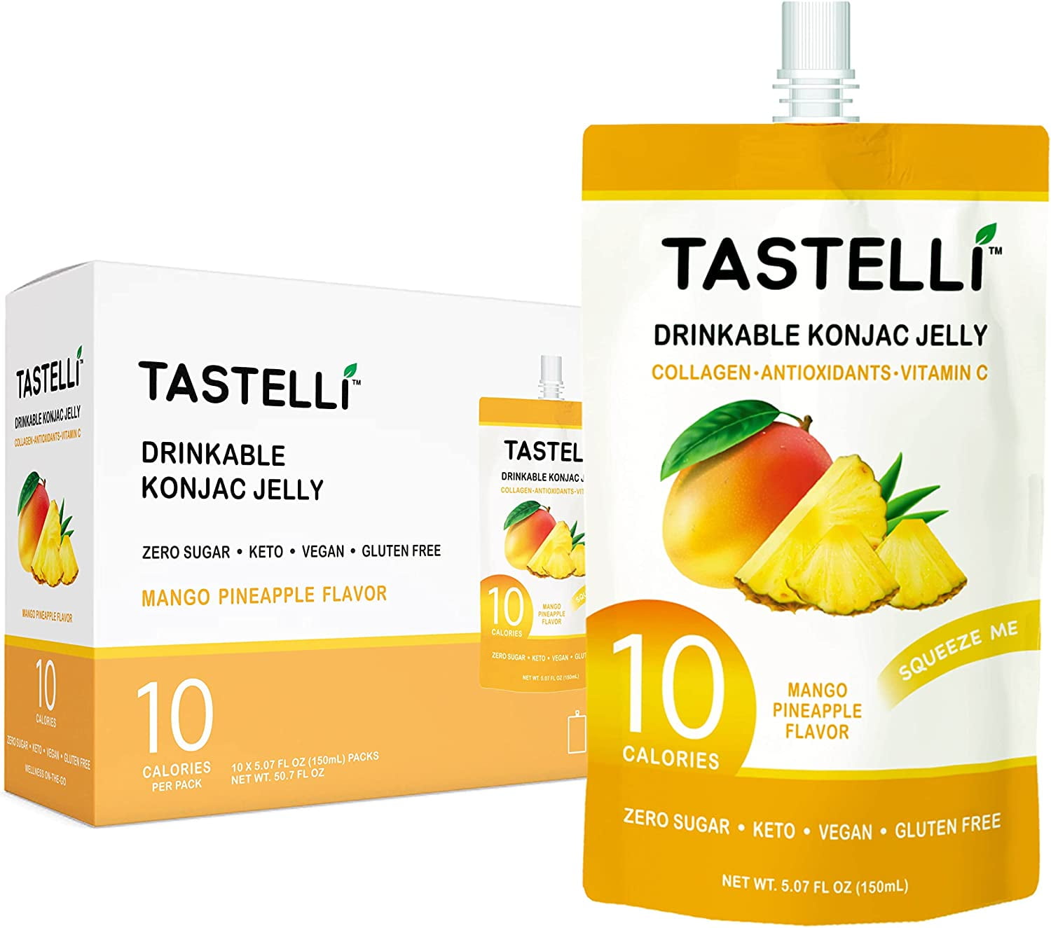 Tastelli Konjac Jelly Drink, 10 Calories, Mango Pineapple, 10x150mL ...