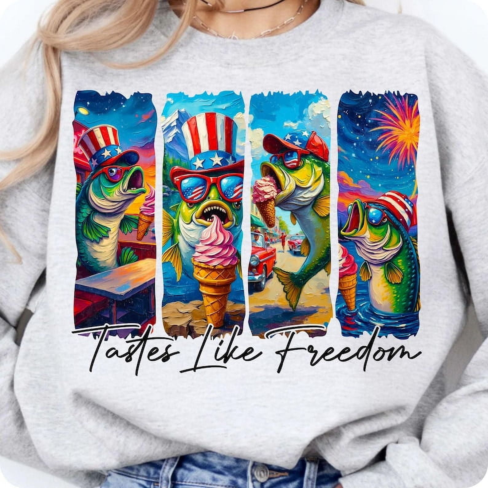 Tastes Like Freedom, 4th of July Bass Fishing, Patriotic Fish , USA ...