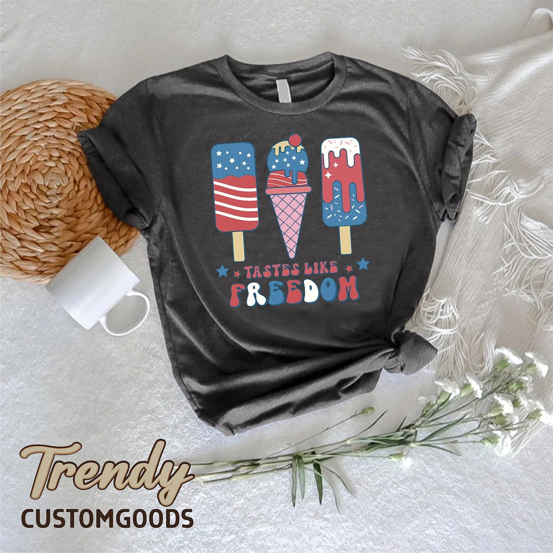 Tastes Like Freedom Shirt, Patriotic Popsicle T-Shirt, 4Th Of July Ice ...