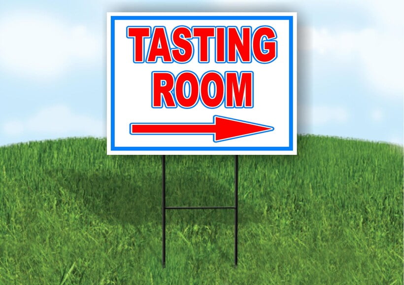 Tasting Room Right Arrow Red White Blue Single Sided Yard Sign Road ...