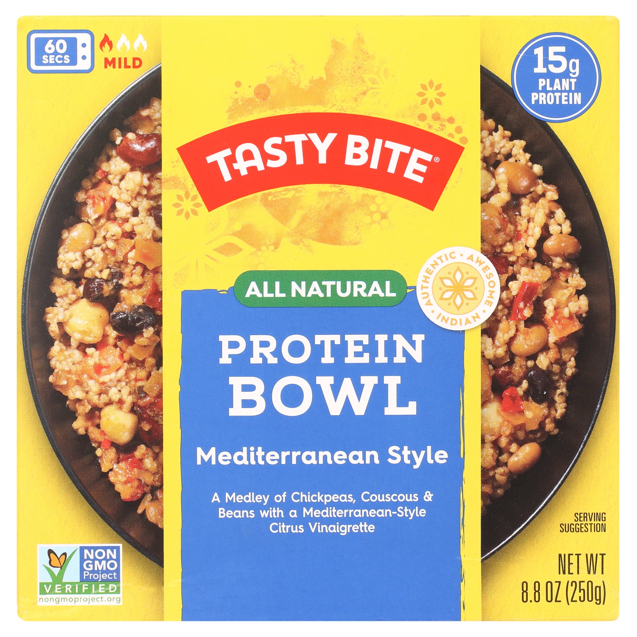 Tasty Bite Mediterranean Style Protein Bowl, All Natural Plant Based ...