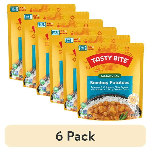 (6 pack) Tasty Bite Bombay Potatoes, Ready to Eat, Microwavable Pouch ...