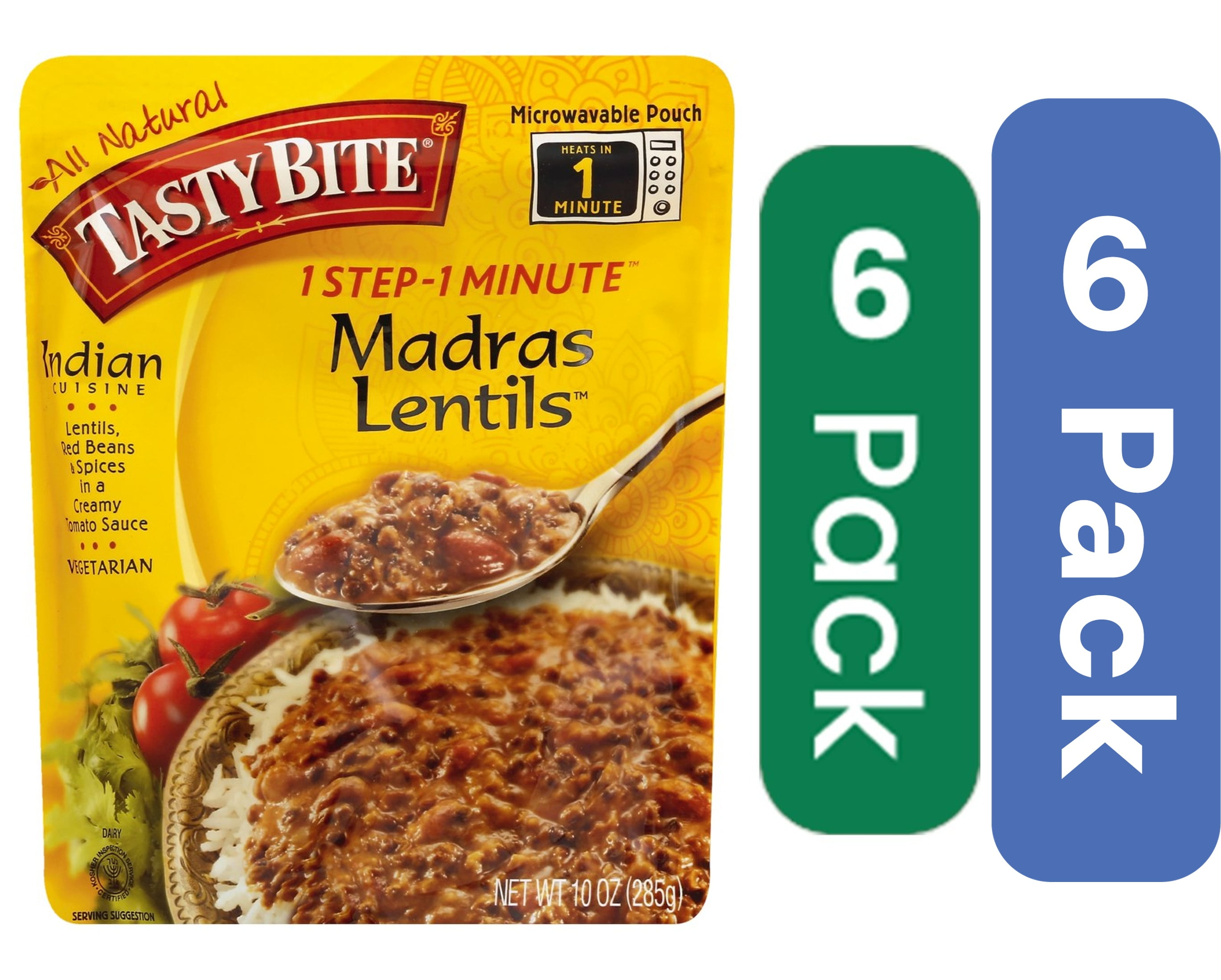 Tasty Bite Entree Madras Lentils 10 oz (Pack Of 6) - Walmart.com