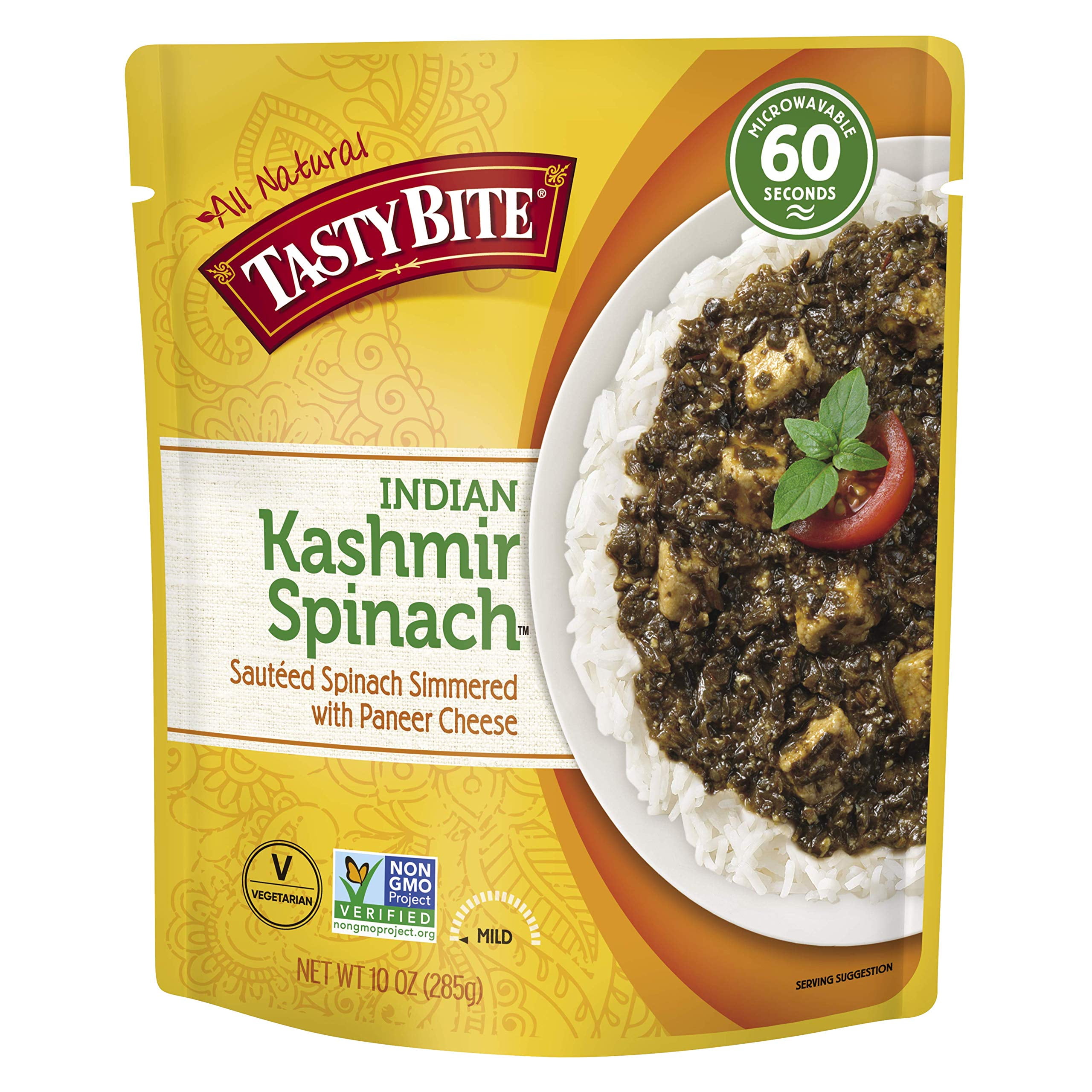 Tasty Bite Indian Kashmir Spinach, Microwaveable Ready to Eat Entre, 10 ...