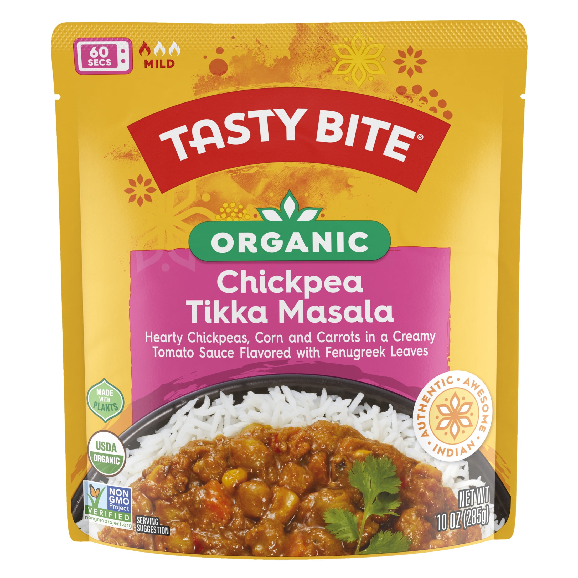 Tasty Bite Indian Food, Organic Chickpea Tikka Masala, Vegetarian, Ready to Eat, Microwavable ...