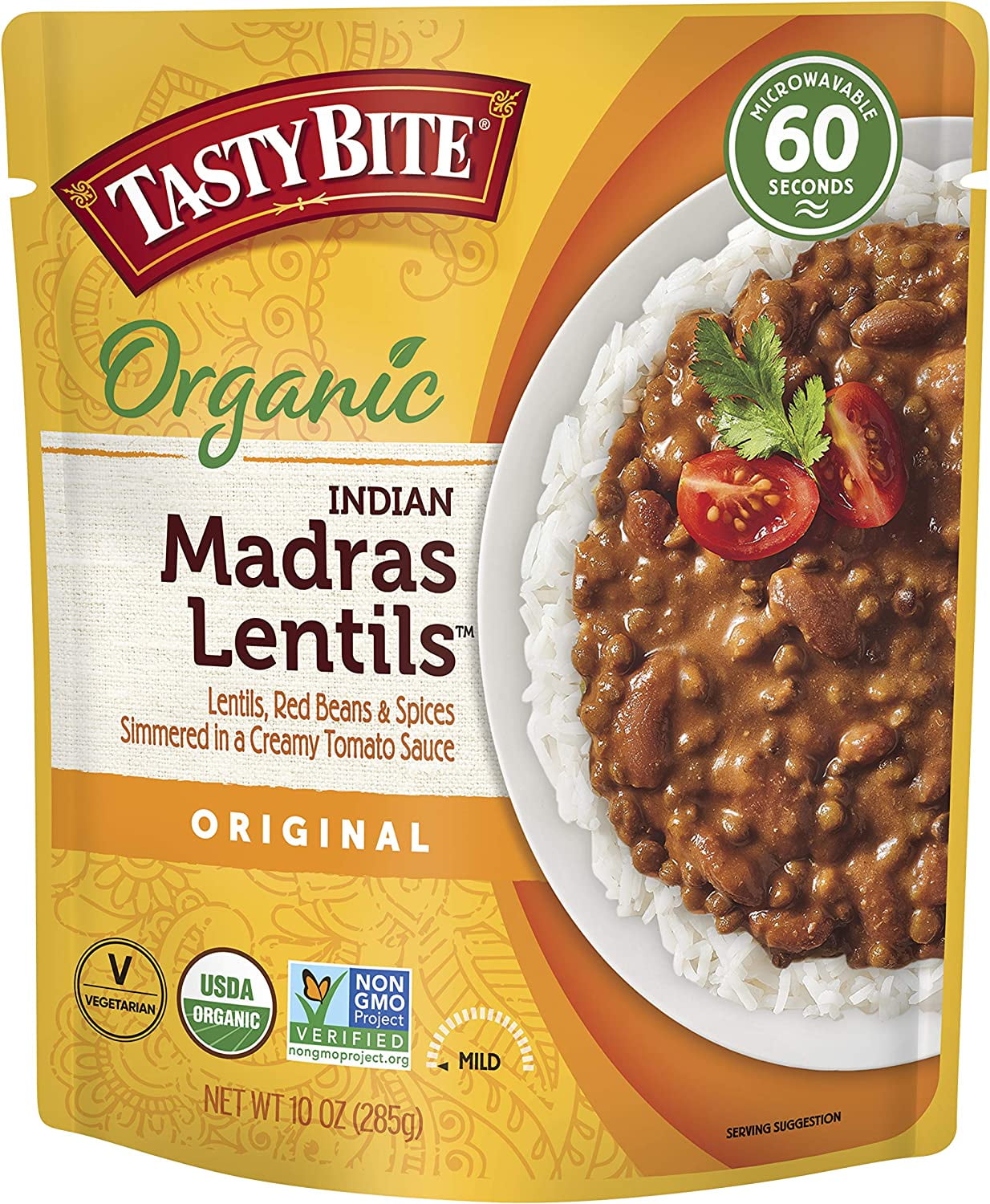 Tasty Bite Organic Indian Madras Lentils, Microwaveable Ready to Eat ...
