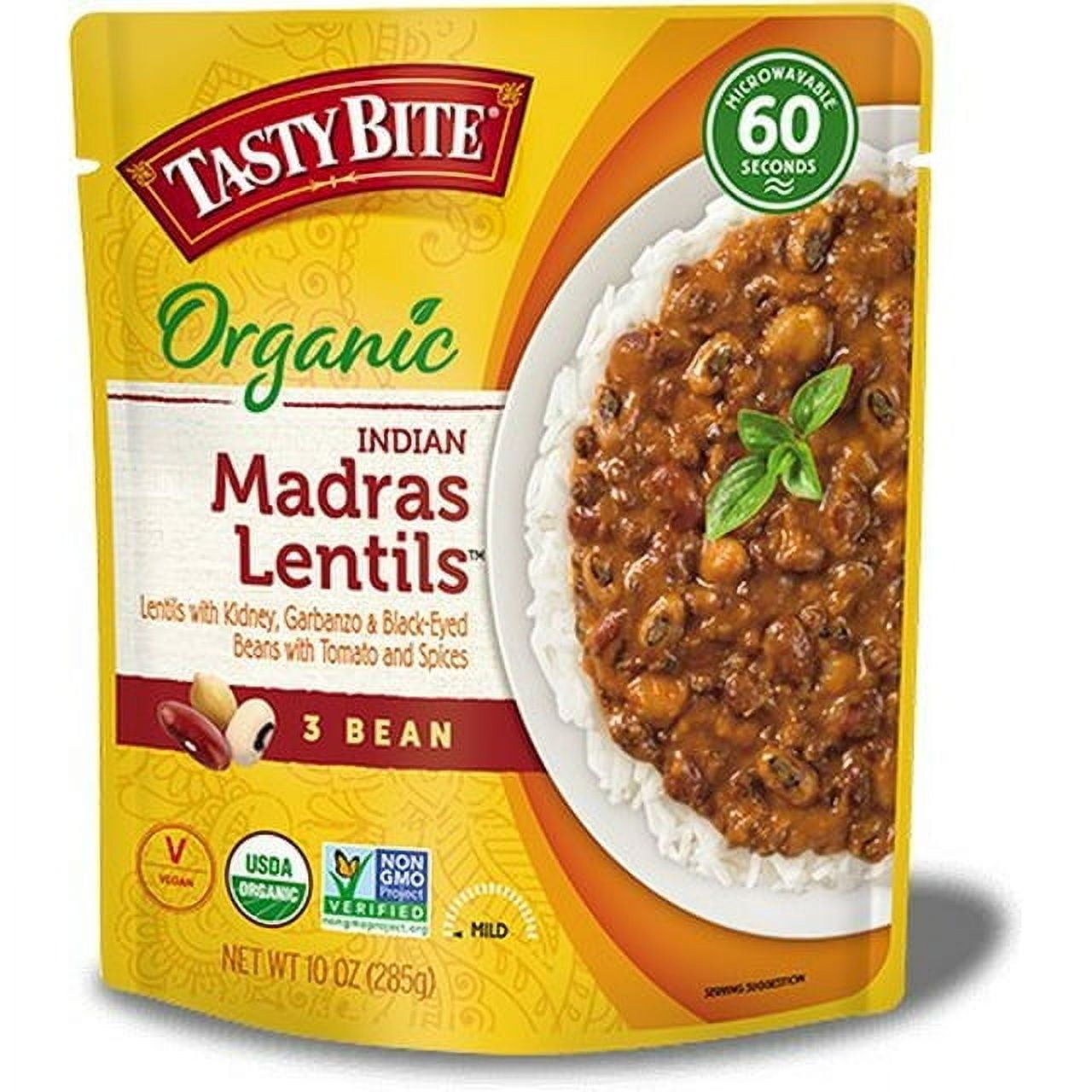 Tasty Bite Organic Organic Madras Lentils - 3 Bean (Ready-to-Eat) 10 oz ...
