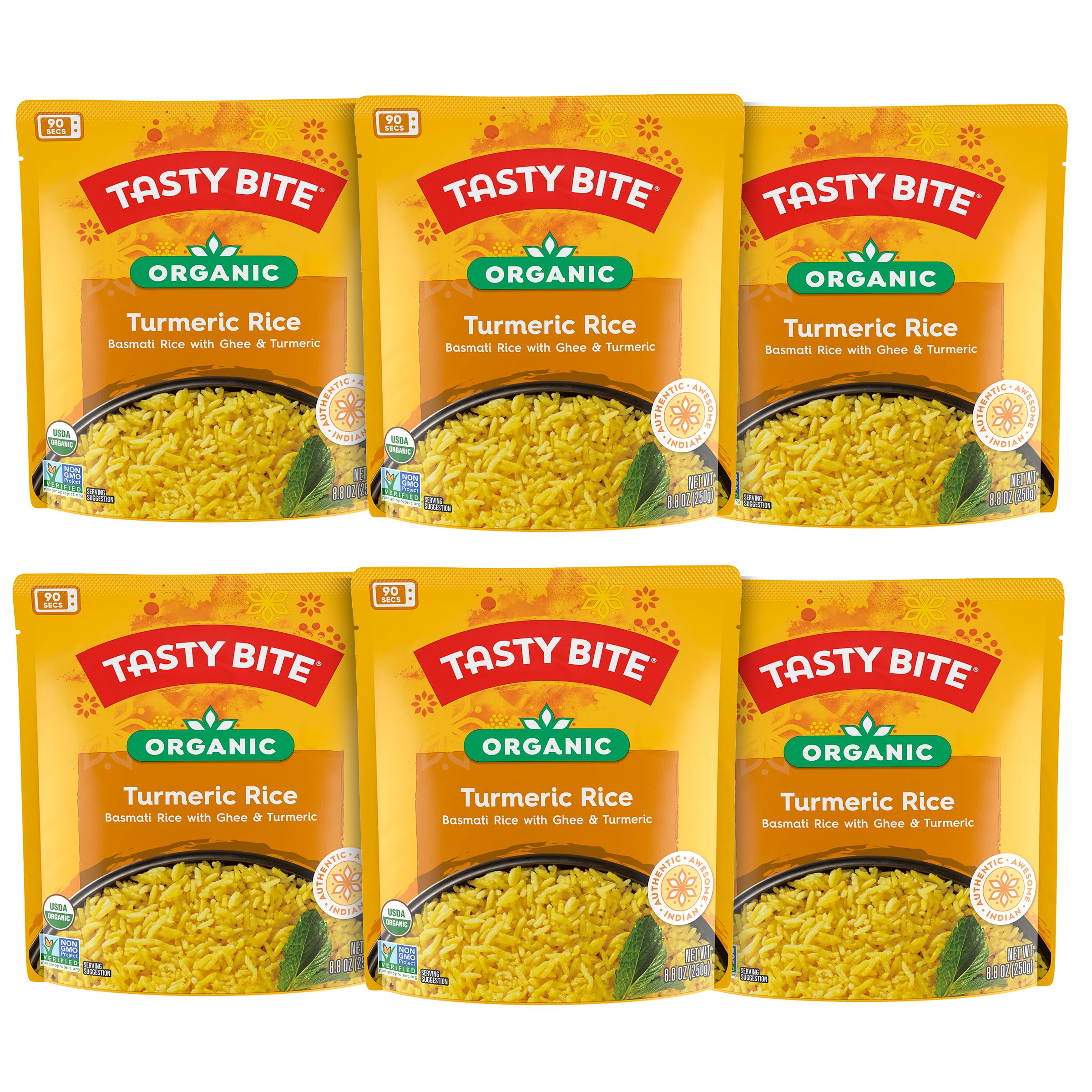 Tasty Bite Organic Turmeric Rice, 8.8 Ounce, KMC2Pack of 6, Ready to ...