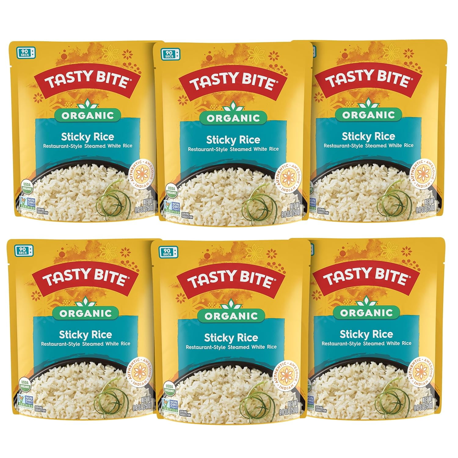 Tasty Bite Organic Sticky Rice, 8.8 Ounce, (Pack of 6), Ready to Eat ...