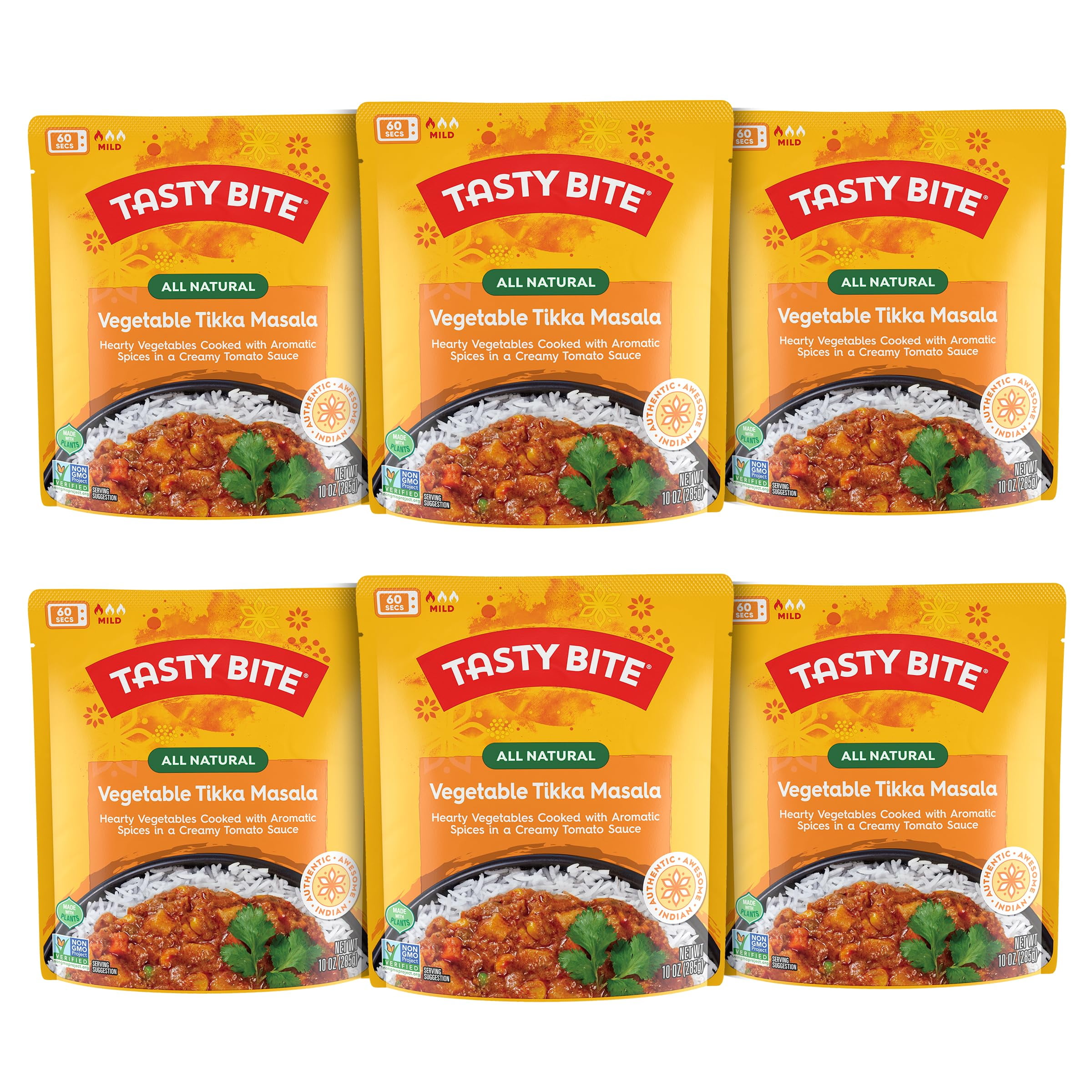 Tasty Bite Vegetable Tikka Masala, 10 BSL1 Ounce, Pack of 6, Ready to ...