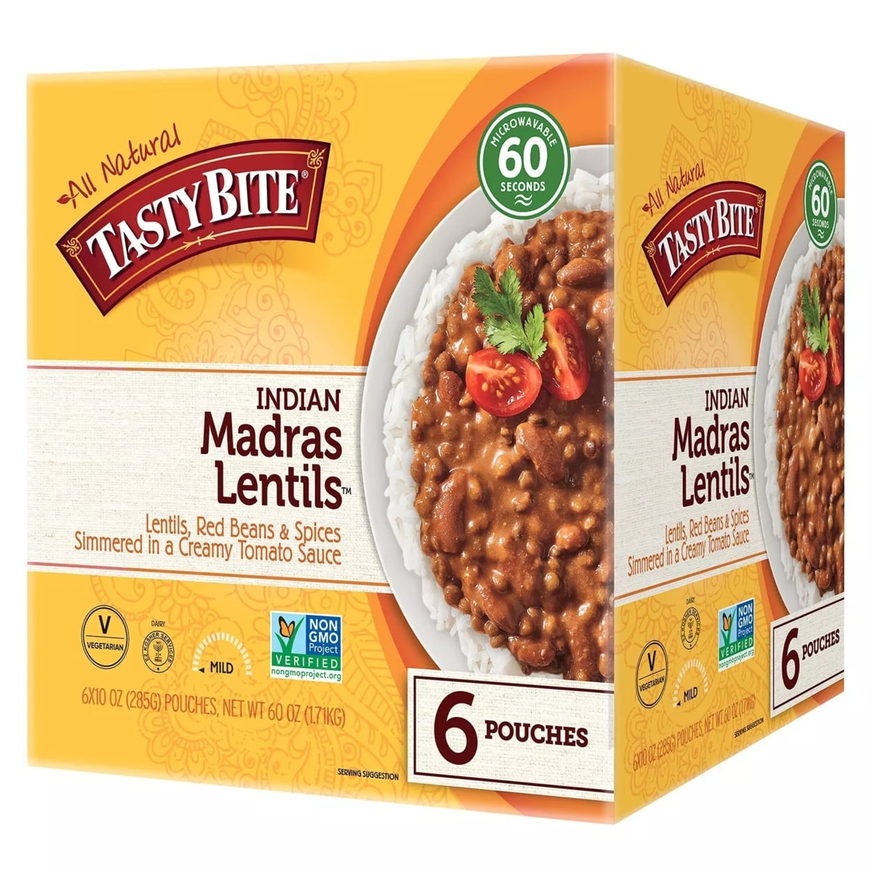 Tasty Bites Vegan Indian Madras Lentils, Premade Meal, 10 Ounce (Pack ...