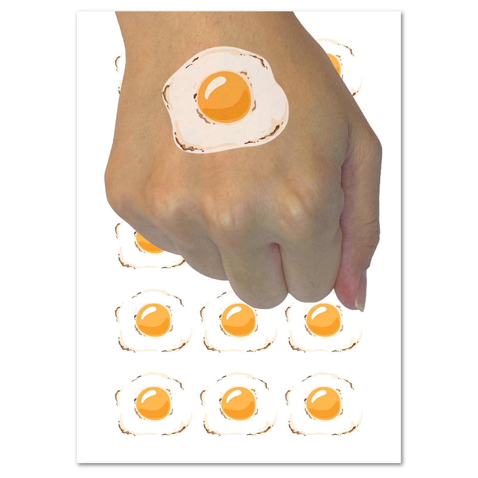 Tasty Fried Egg Breakfast Food Water Resistant Temporary Tattoo Set ...