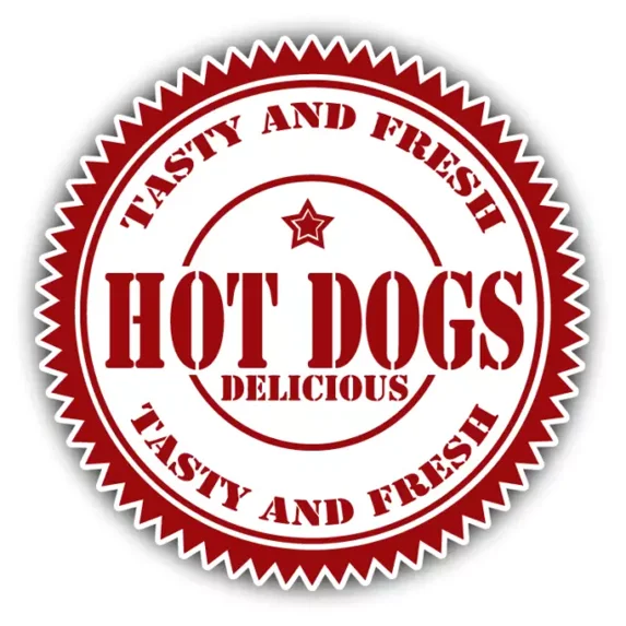 Tasty Hot Dogs Rubber Stamp Car Sticker Phone Decal Water Bottle ...