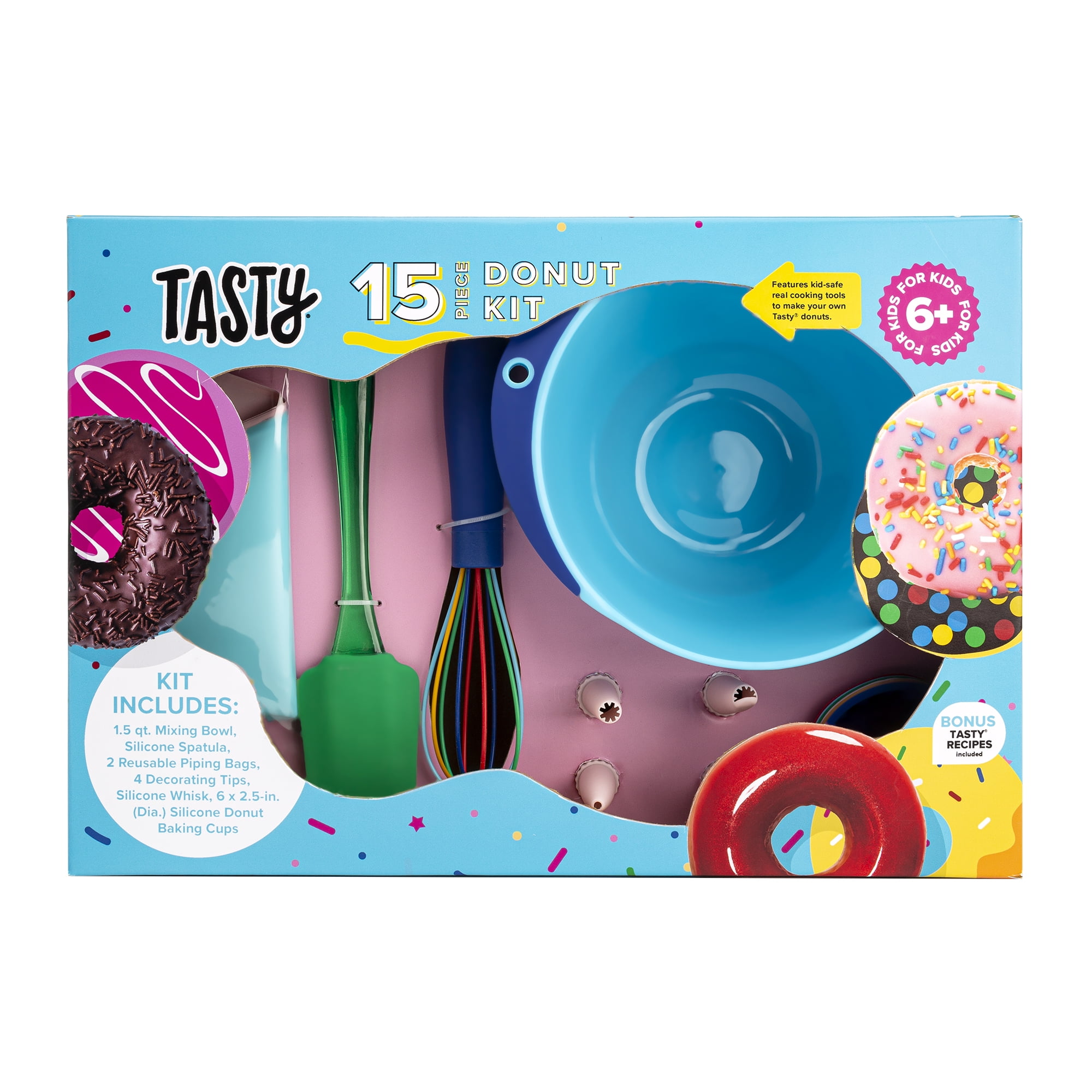 Tasty Donut Baking Kit with Bowl, Baking Cups, Spatula, Decorating Tips ...
