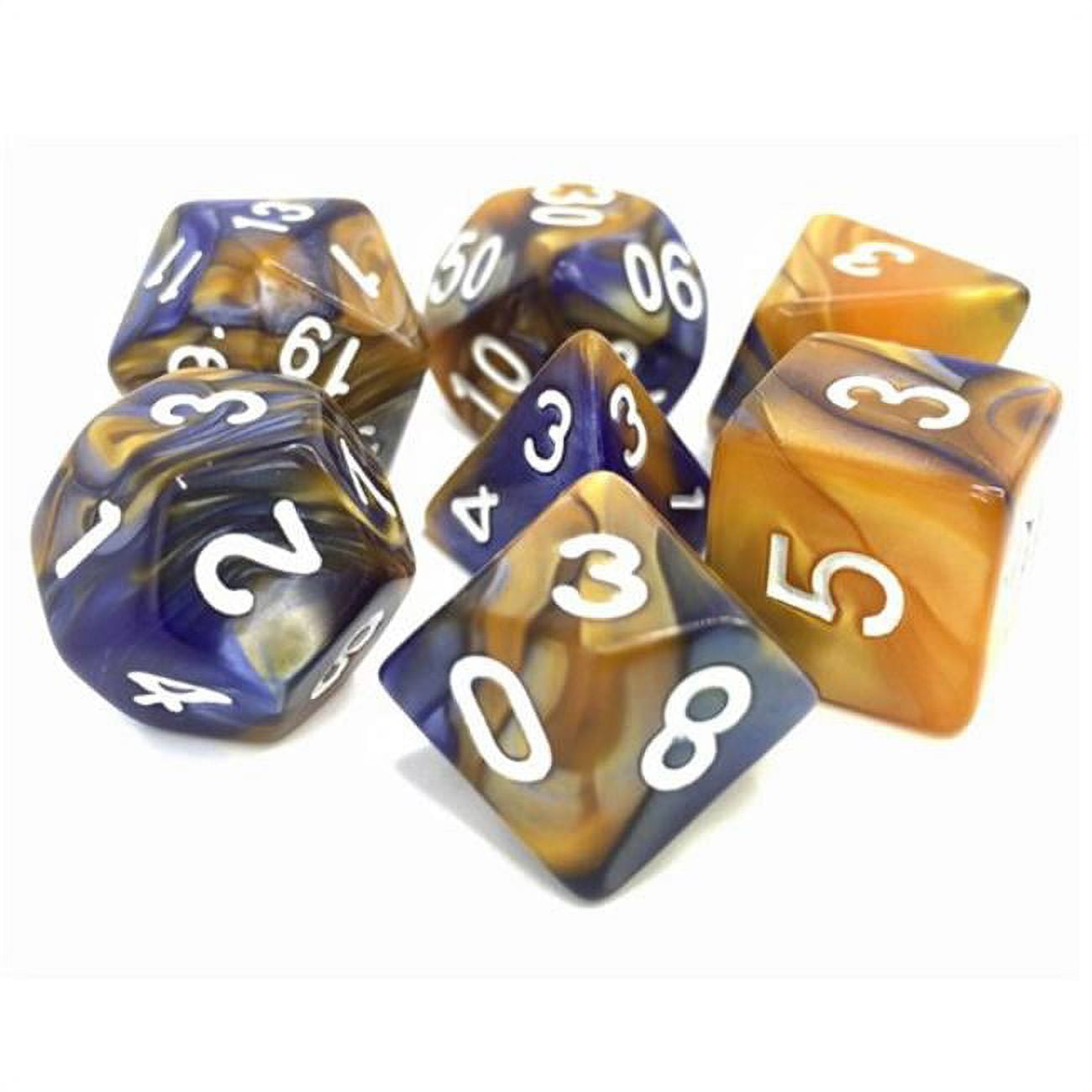 7 Dice Set Midnight Sun Fusion Blue & Gold Fusion White Numbered ...