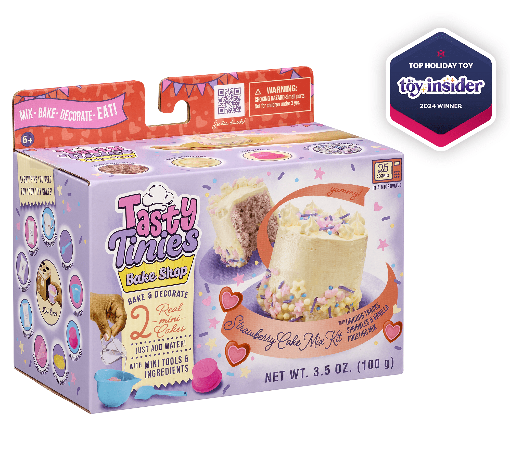 Tasty Tinies Bake Shop- Mini Baking Set w/ Strawberry Cake Mix, Vanilla ...