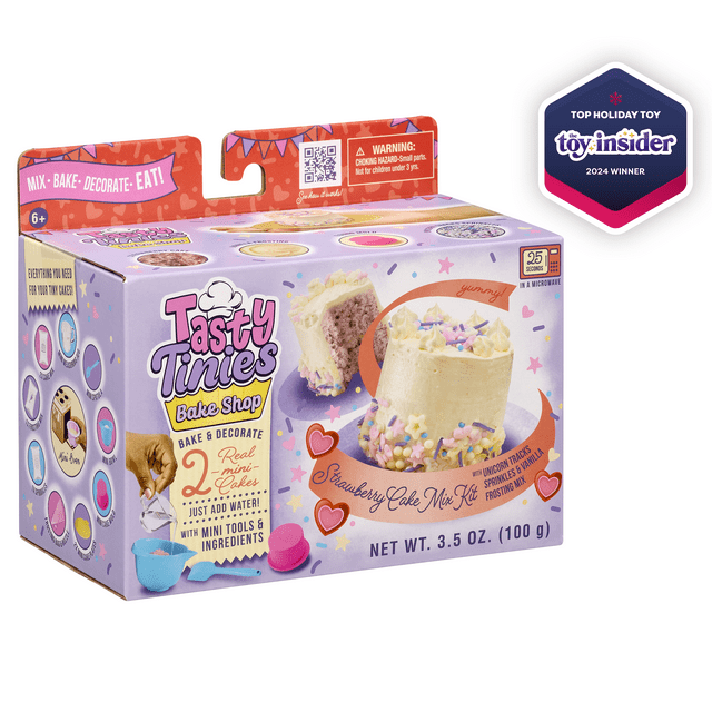 Tasty Tinies Bake Shop- Mini Baking Set w/ Strawberry Cake Mix, Vanilla ...