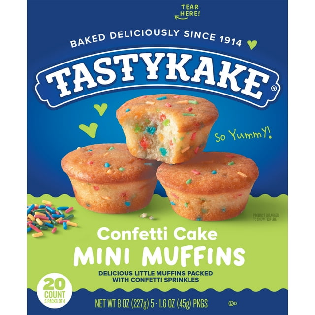 Tastykake Confetti Cake Mini Muffins, Portable and Shareable, Confetti ...