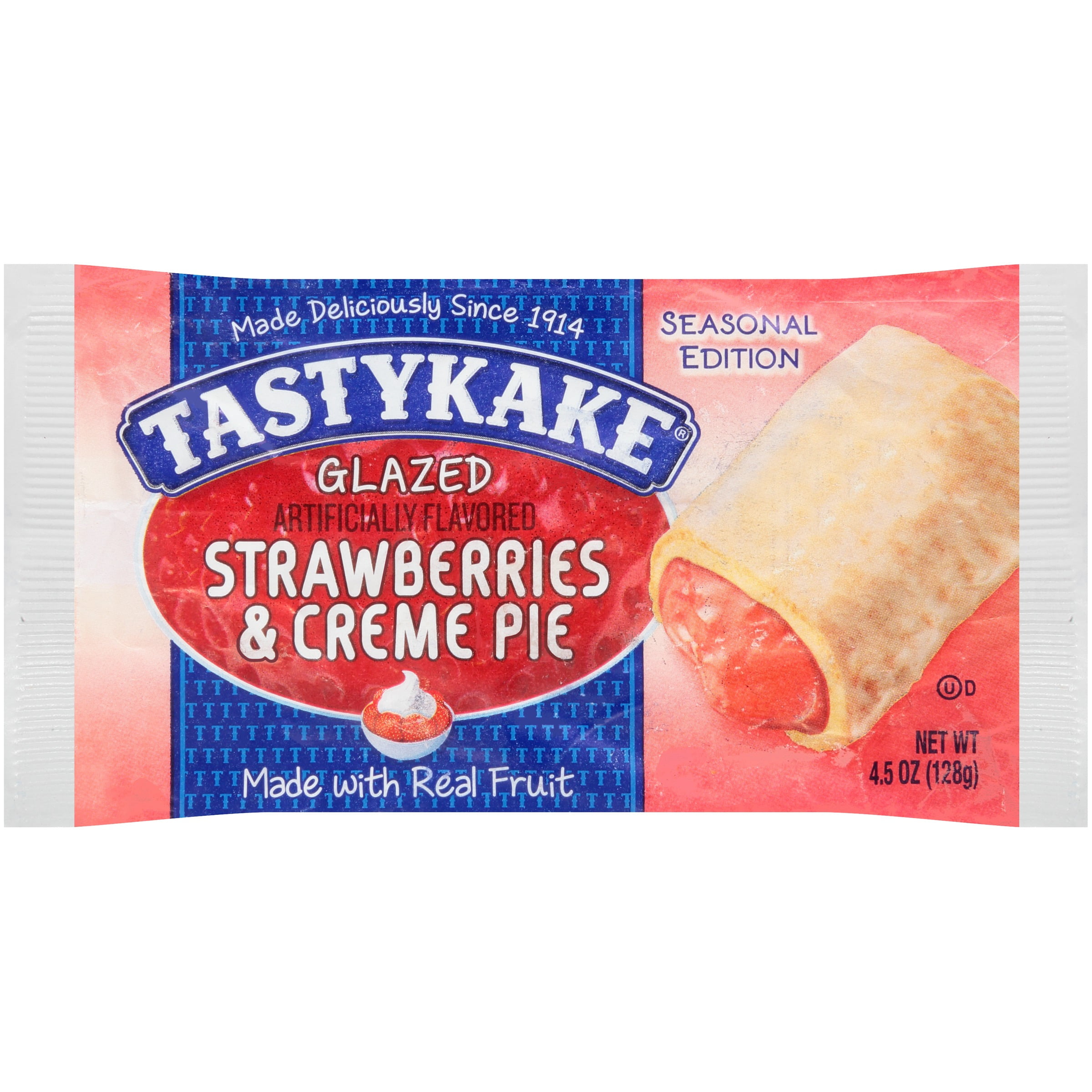 Tastykake Glazed Strawberries & Creme Flavored Pie, Soft Glazed Topped ...