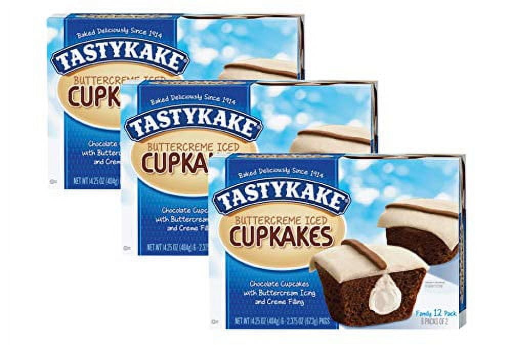 Tastykake Bakery Iced Buttercreme Cupcakes, Family Size 12 Count, 3 ...