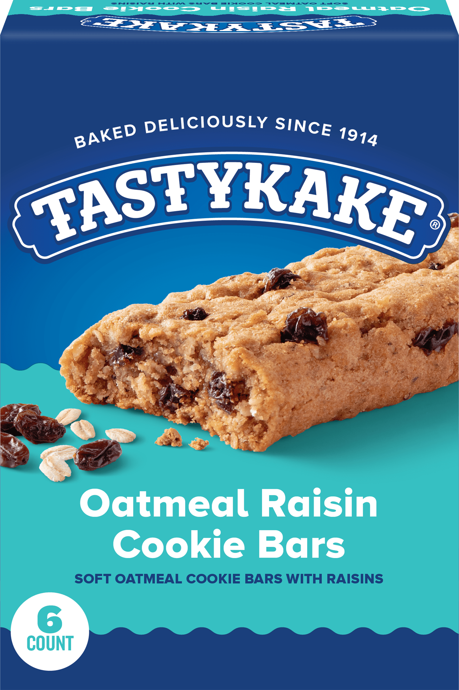 Tastykake, Oatmeal Raisin Cookie Bars, 6-1.75 oz, Shelf-Stable ...