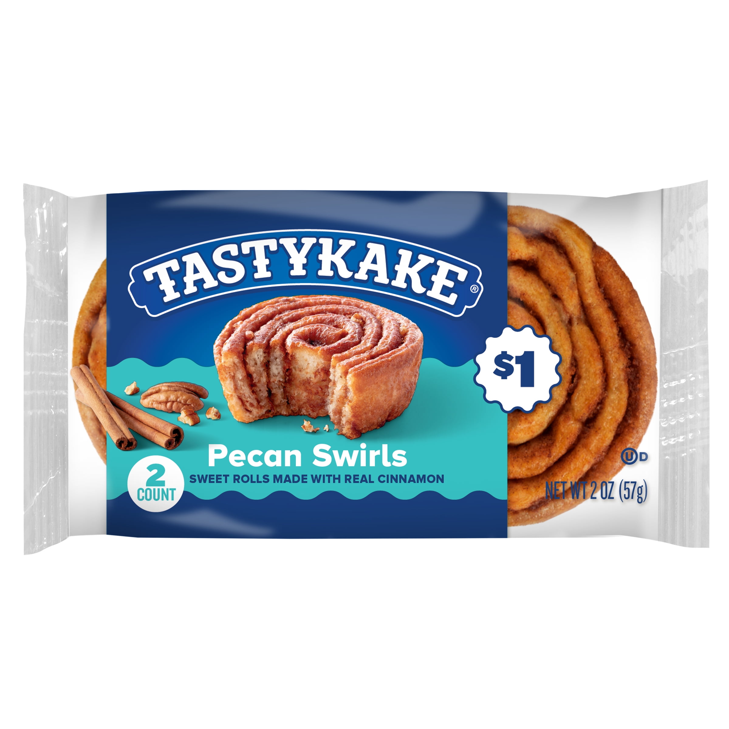 Tastykake Pecan Swirls, Cinnamon and Pecan Baked Pastry Rolls, 2 Count ...