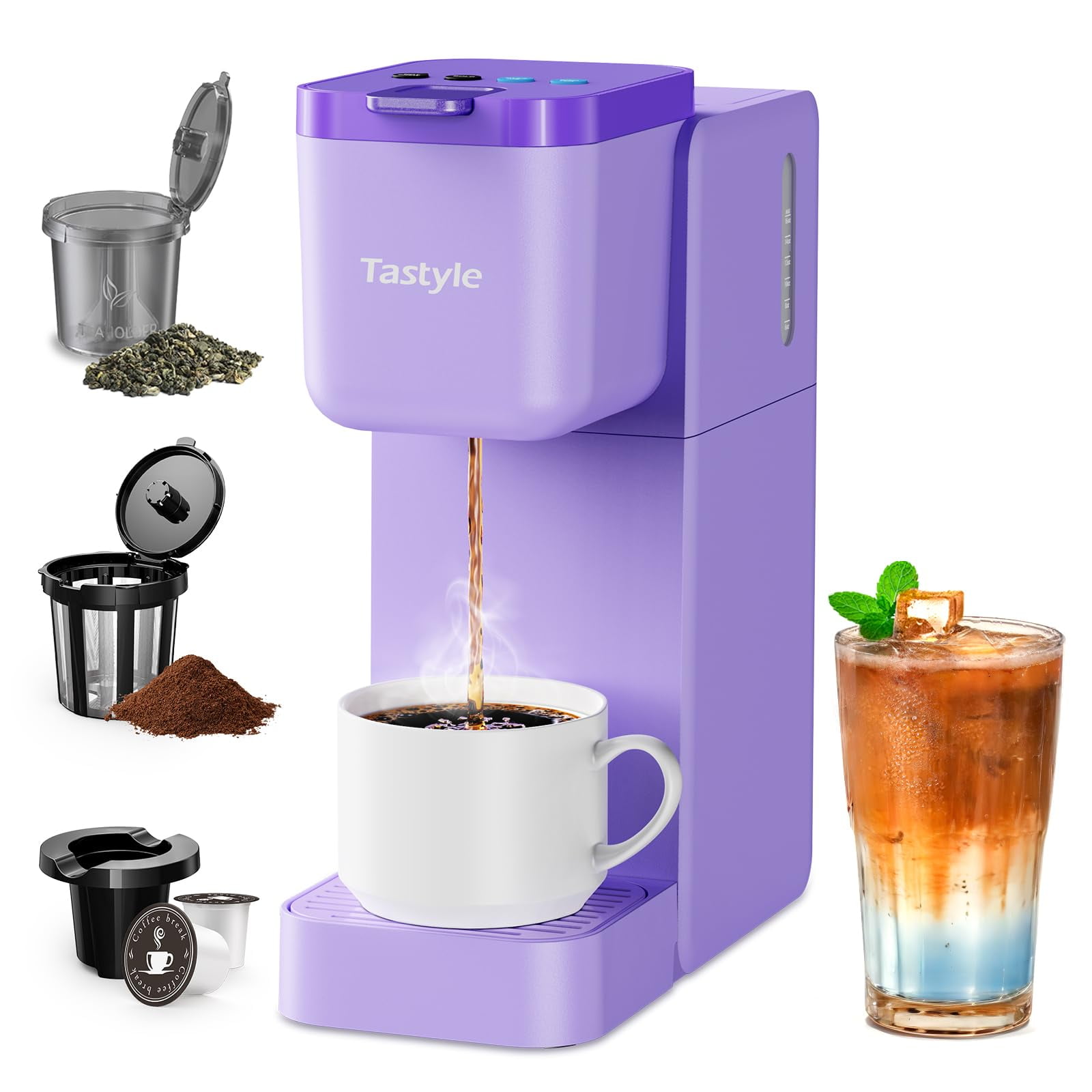 Tastyle Single Serve Coffee Maker for K Cup, Ground and Tea, Hot and ...