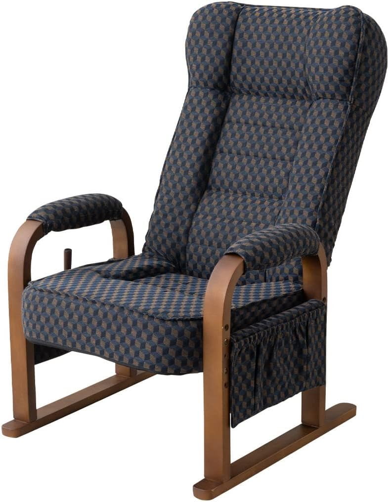 Tatami Chair Japanese-Style Chair RYOKAN (Navy), Wooden Armrest & Sled ...